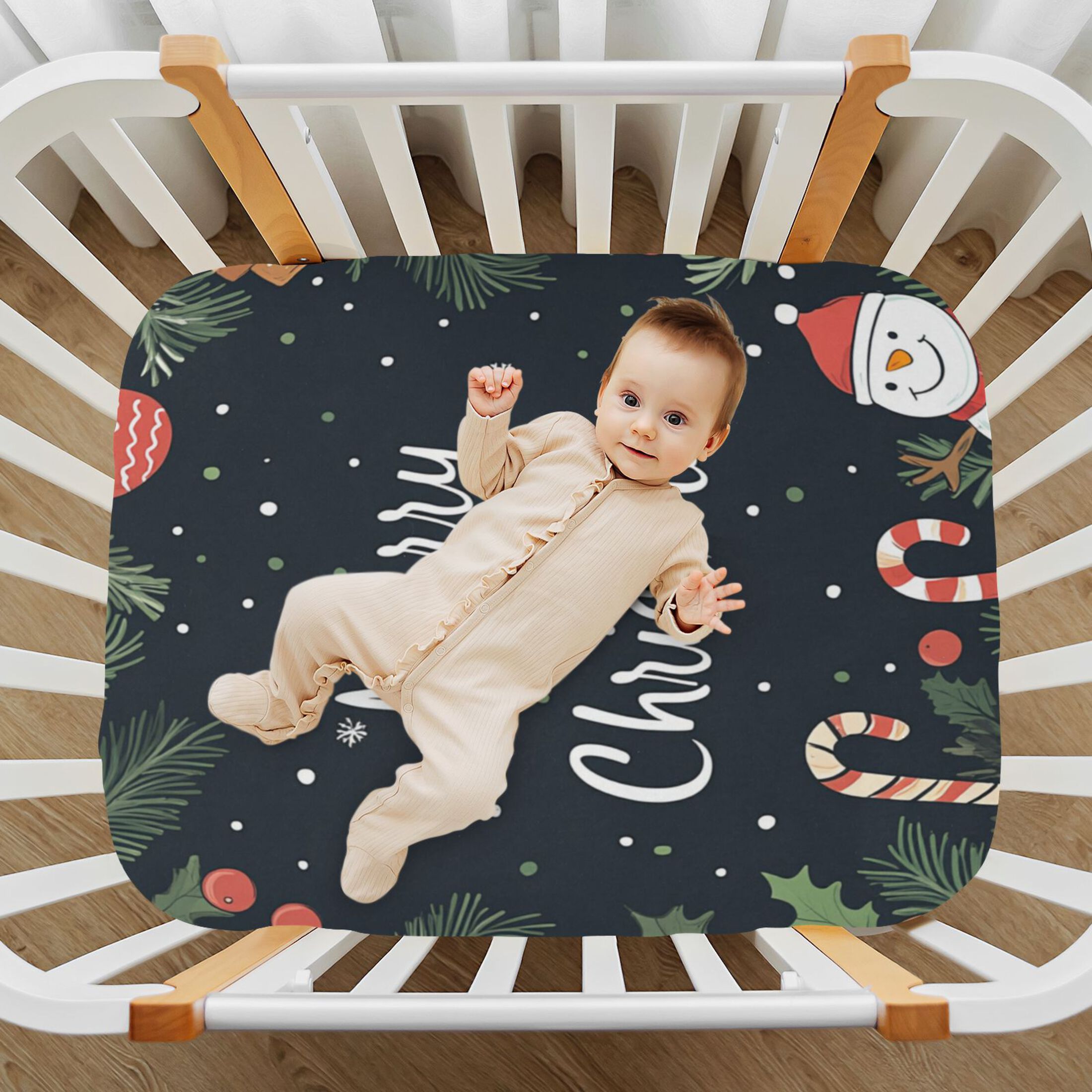 WOBOGO Christmas Card Pattern Baby Crib Sheets Super Soft Microfiber ...