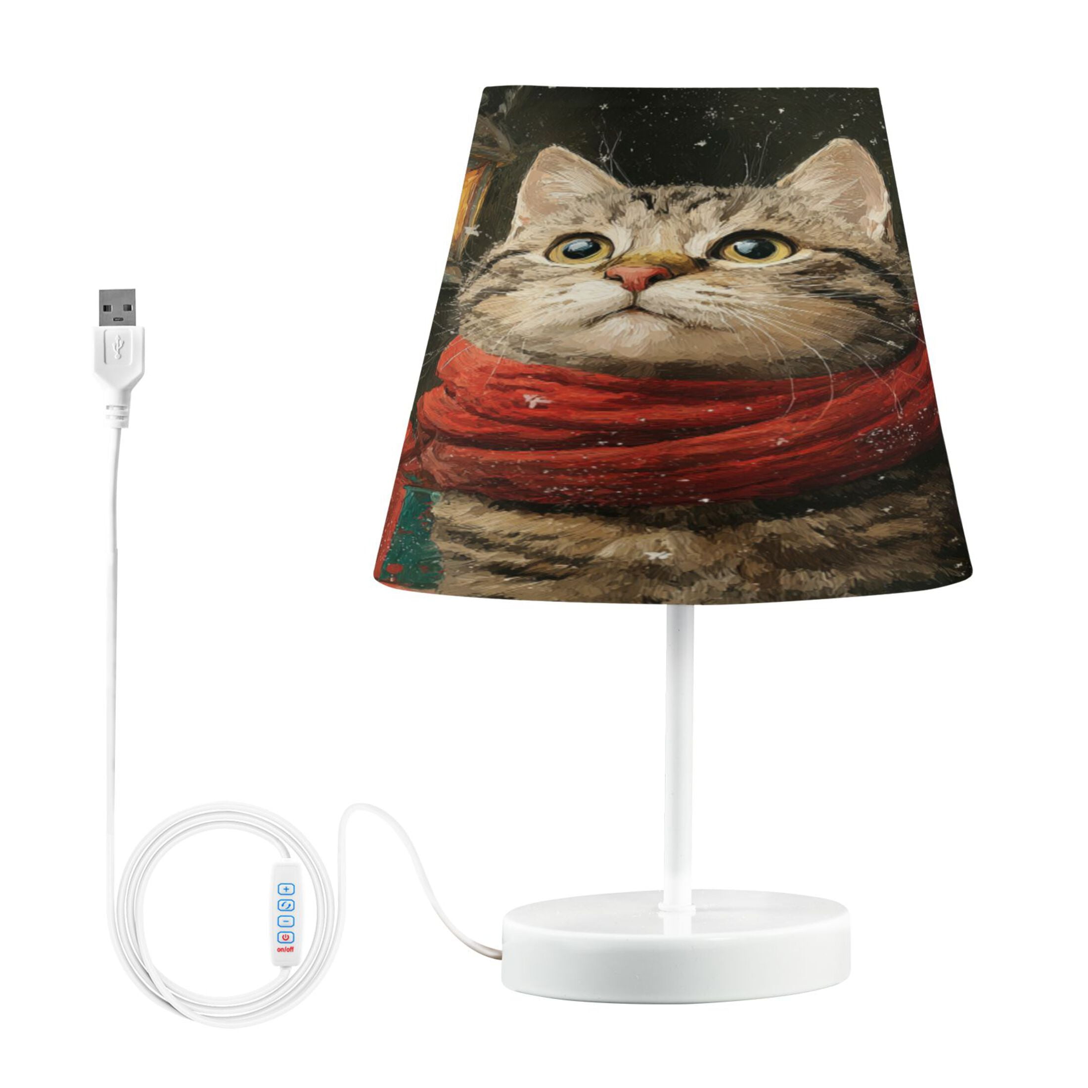 WOBOGO Christmas Cat Table Lamps Bedroom 3-Speed Dimmable Farm Style ...
