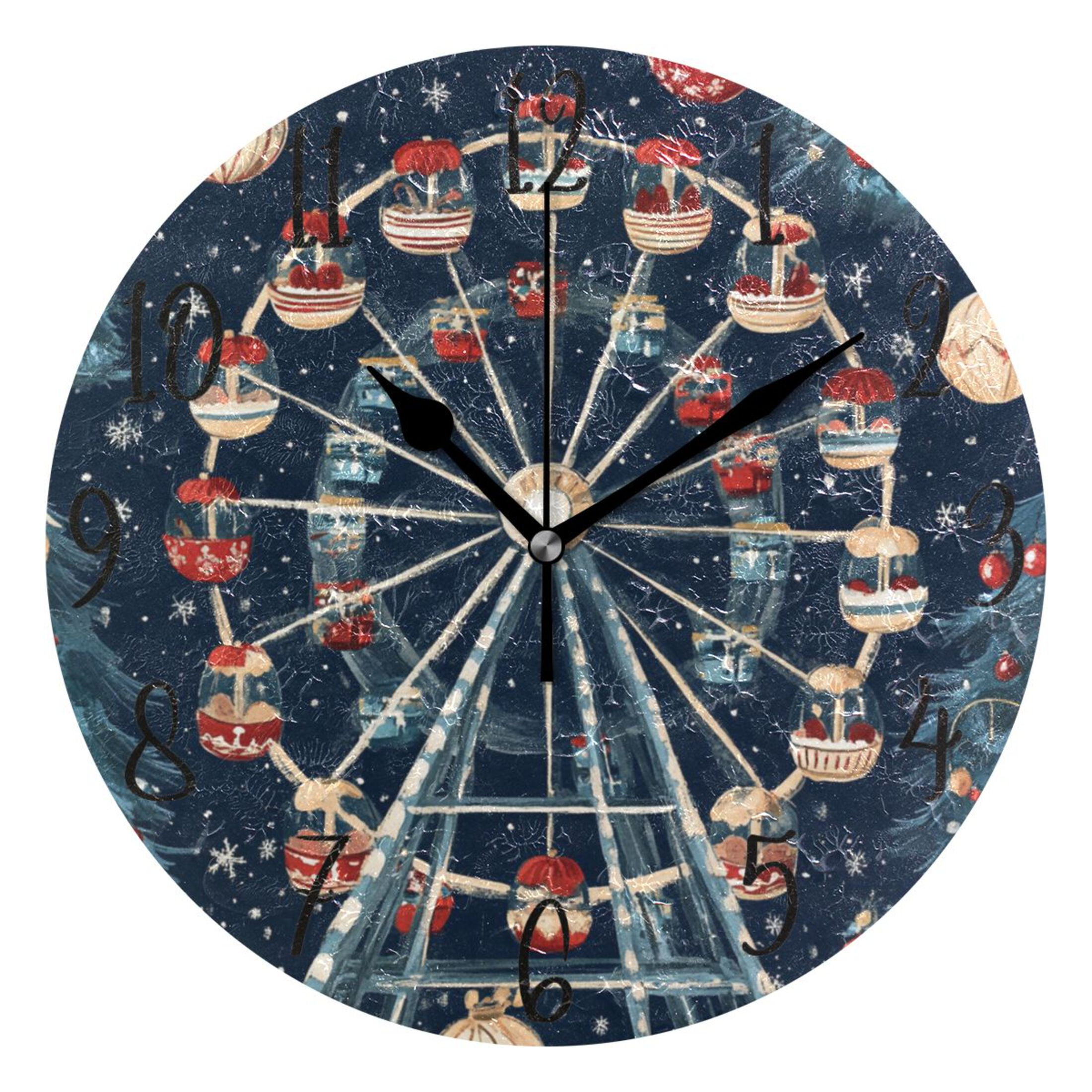 WOBOGO Christmas Decorated Ferris Wheel Wall Clock 10in Silent ...
