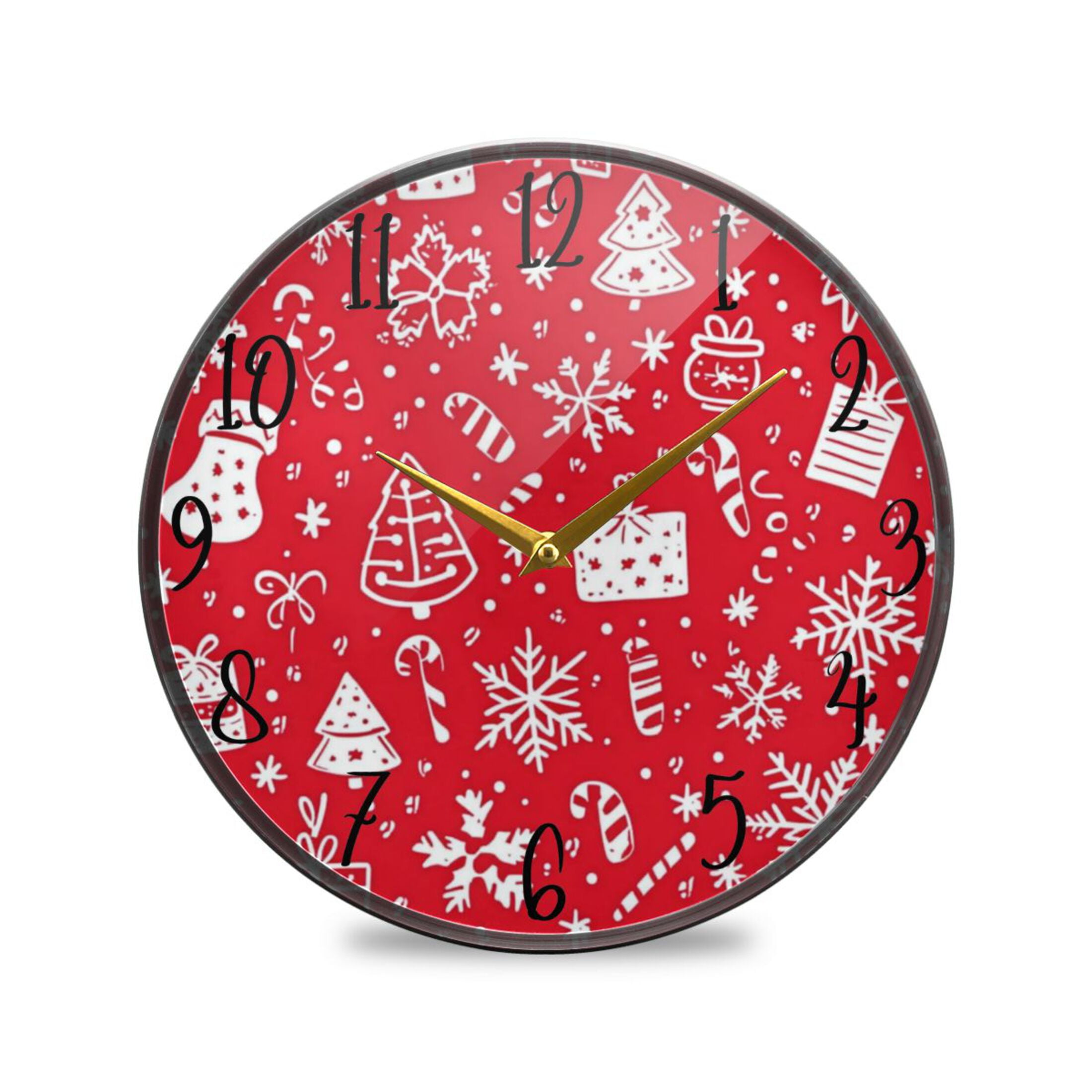 WOBOGO Christmas Elements A Pat Acrylic Wall Clock Battery Operated 11 ...