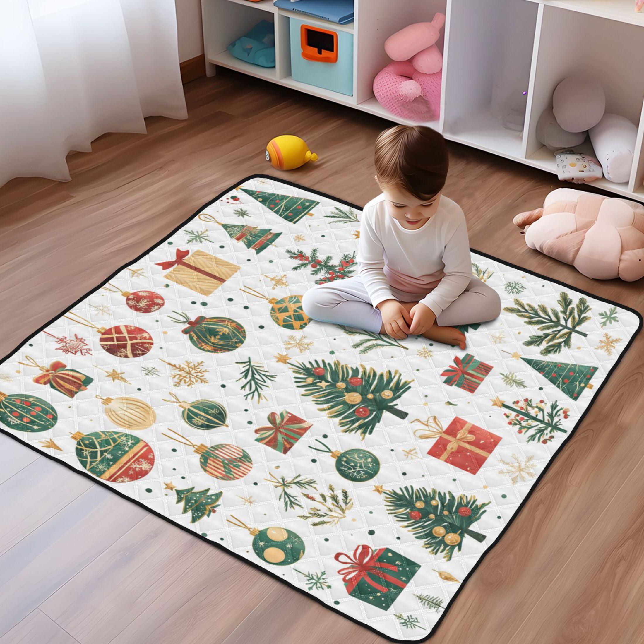WOBOGO Christmas Elements Clipart Baby Playmats Extra Large Waterproof ...