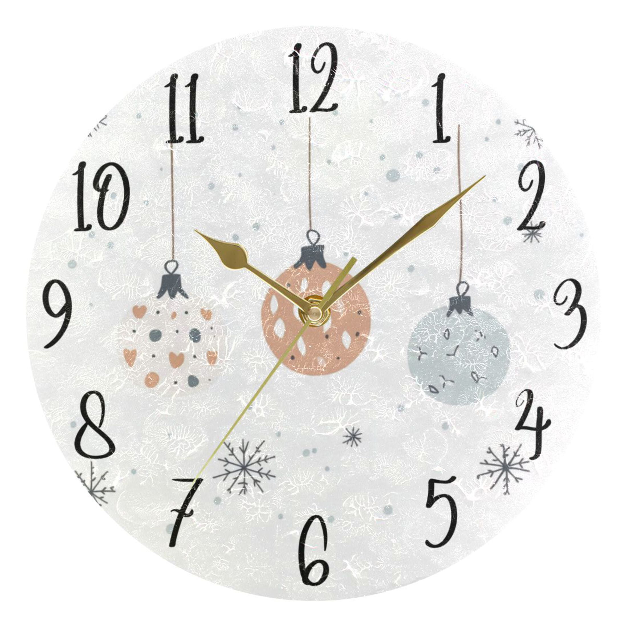 WOBOGO Christmas Elements Wall Clock 10in Silent Mechanism Battery ...