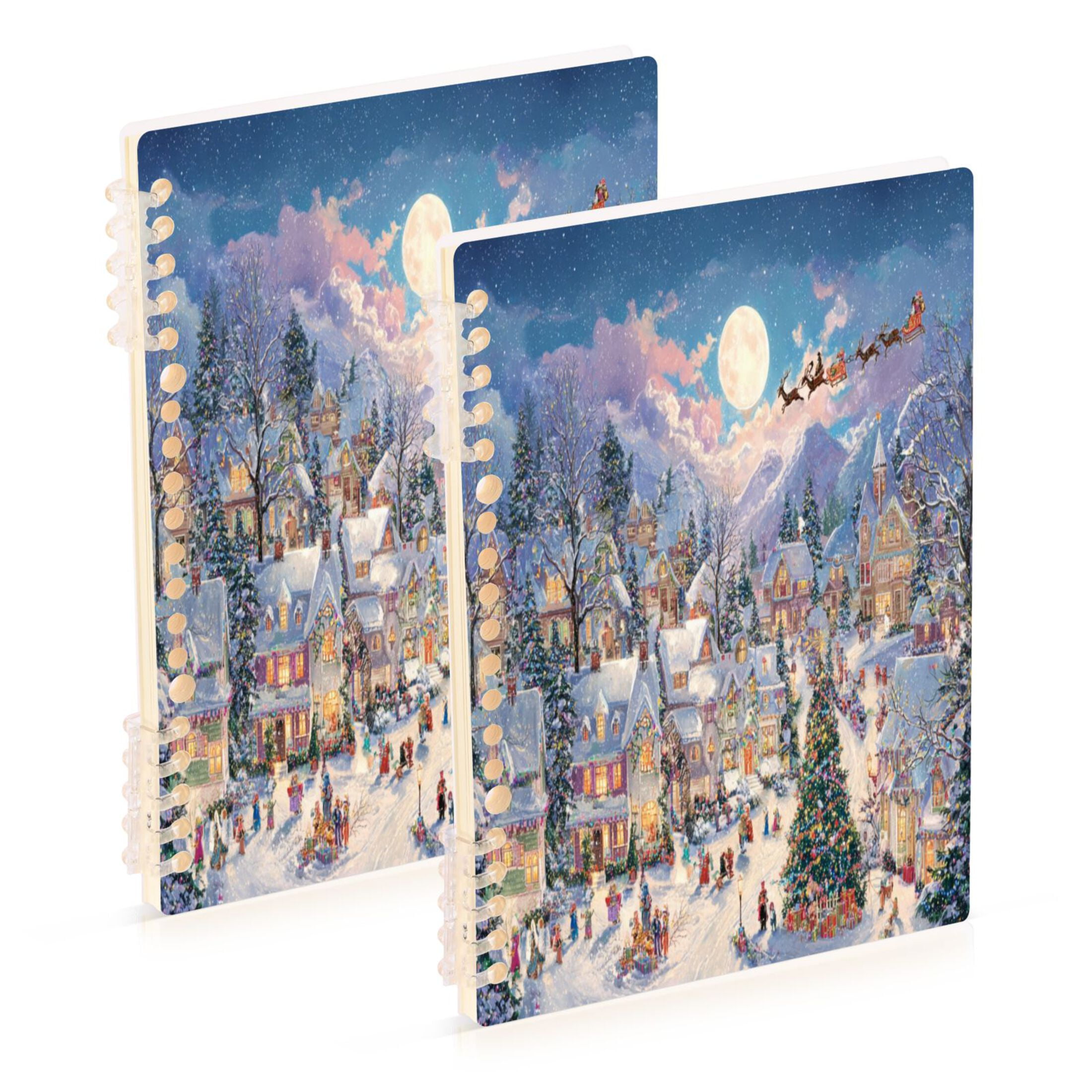 WOBOGO Christmas Eve Notebook College Horizontal Grid Paper Ink Spill ...