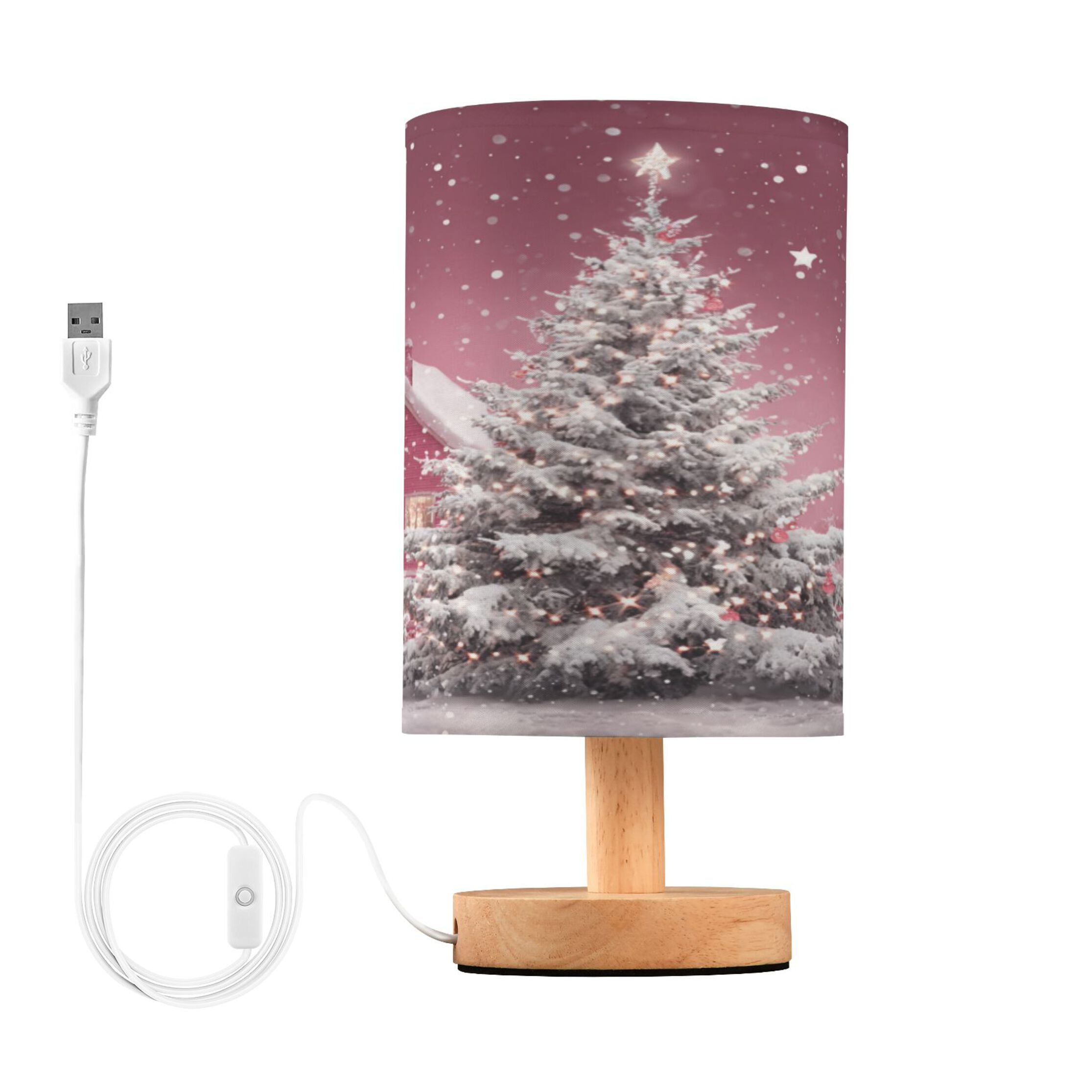 WOBOGO Christmas Shining Tree Bedroom Table Lamp USB Power Connector ...
