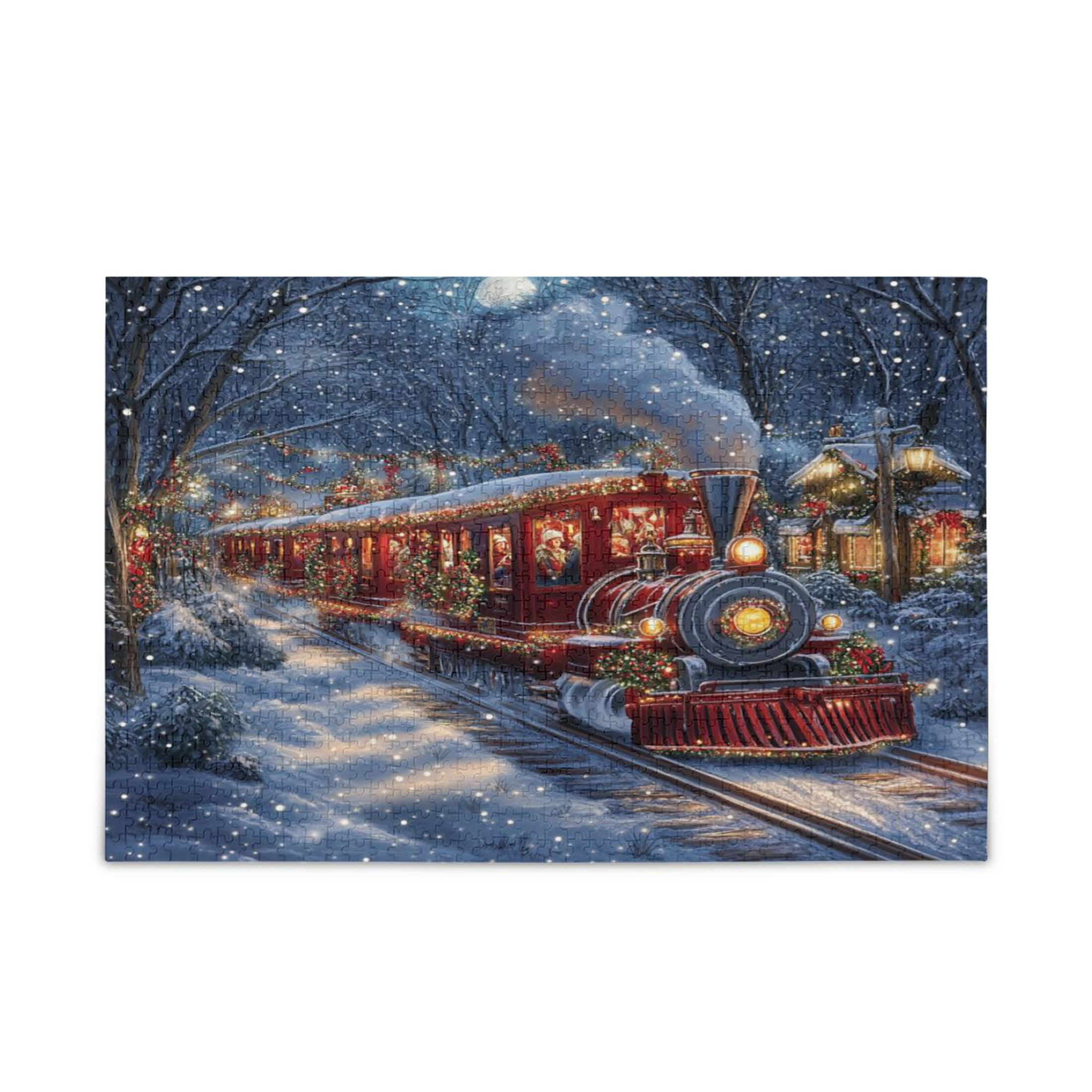 WOBOGO Christmas Train Puzzle Challenge 1000 Piece Jigsaw Suitable for ...