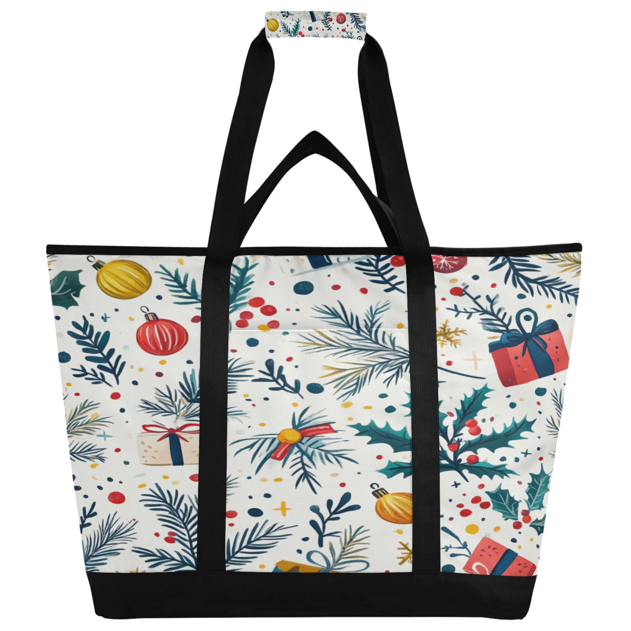 WOBOGO Christmas Tree Pattern with Gift Boxes and Bells Tote Cooler Bag ...