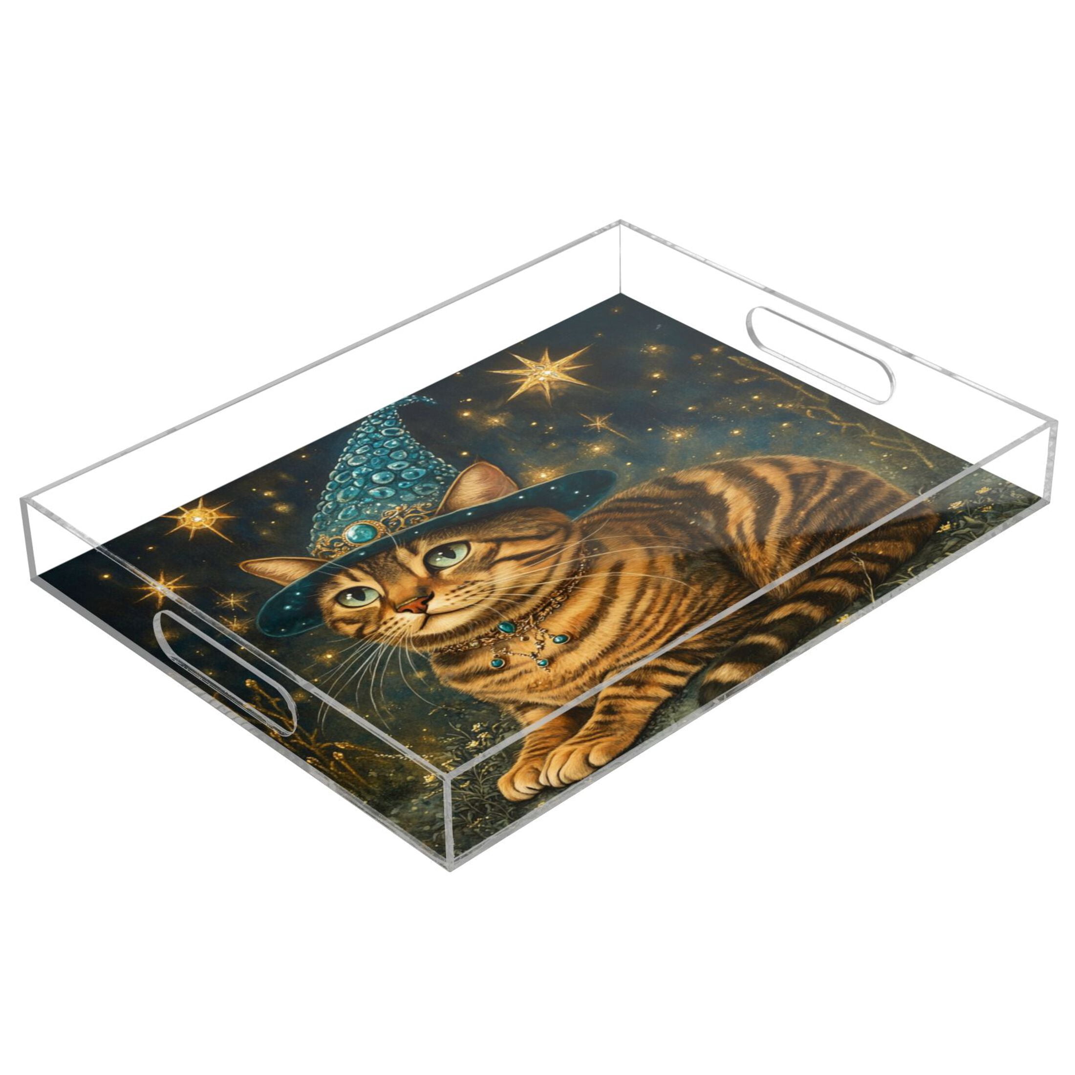 WOBOGO Chubby Bengal Cat Acrylic Serving Trays 15.7x11.8 Inch Spill ...