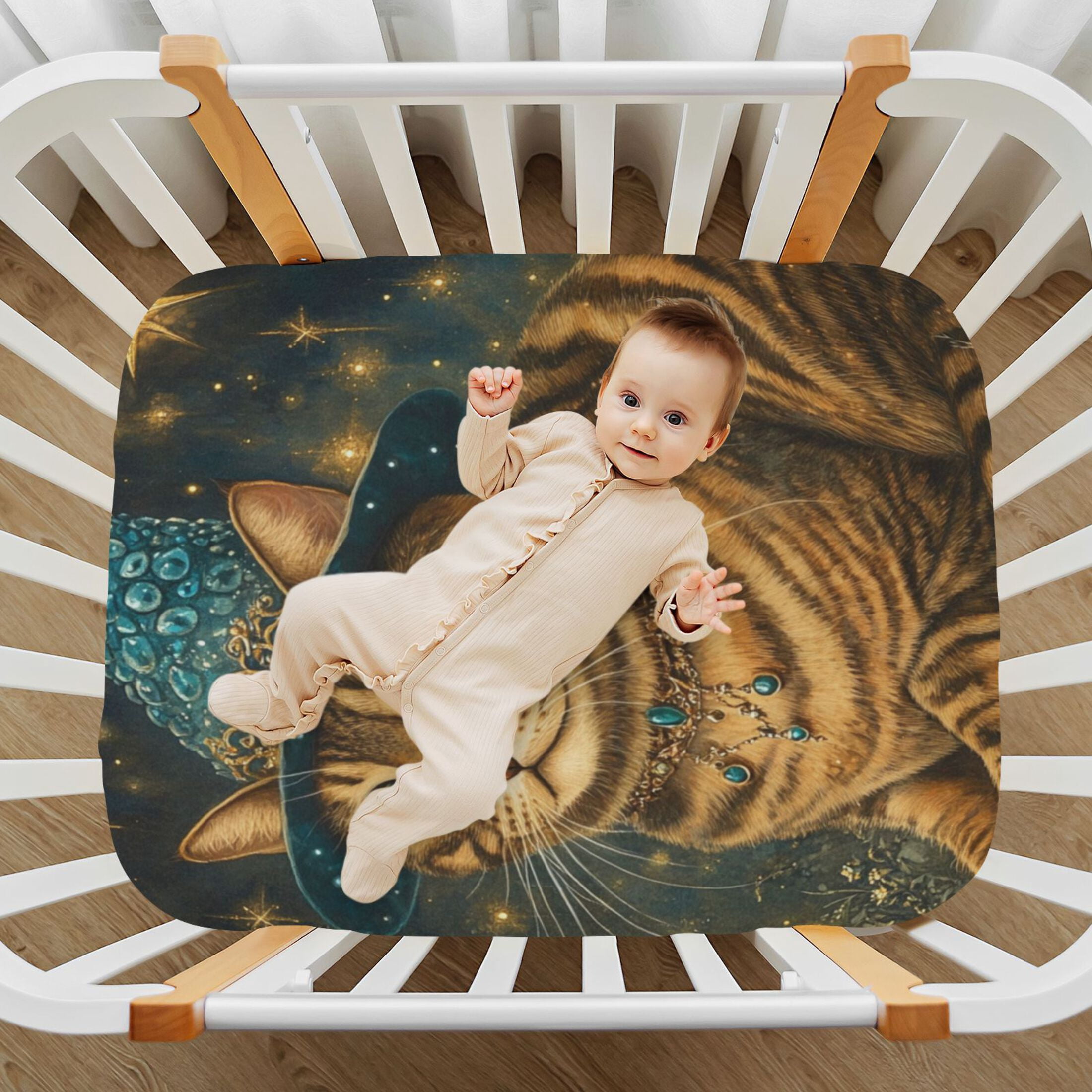 WOBOGO Chubby Bengal Cat Baby Crib Sheets Super Soft Microfiber Playard ...