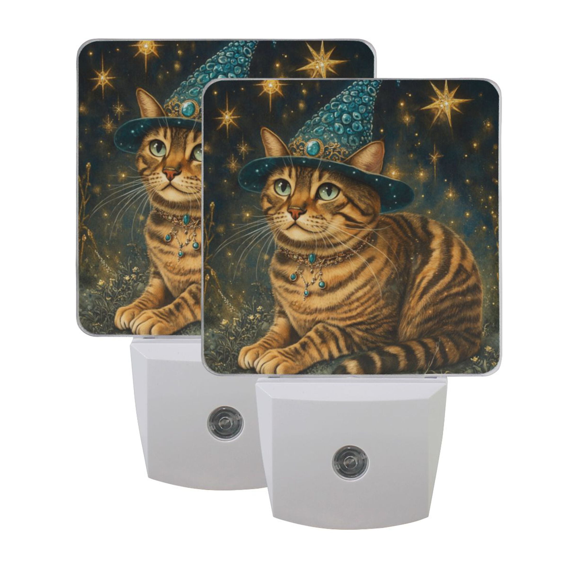 WOBOGO Chubby Bengal Cat LED Night Light 2 Pcs Set 0.5 Watt Wall Plug ...
