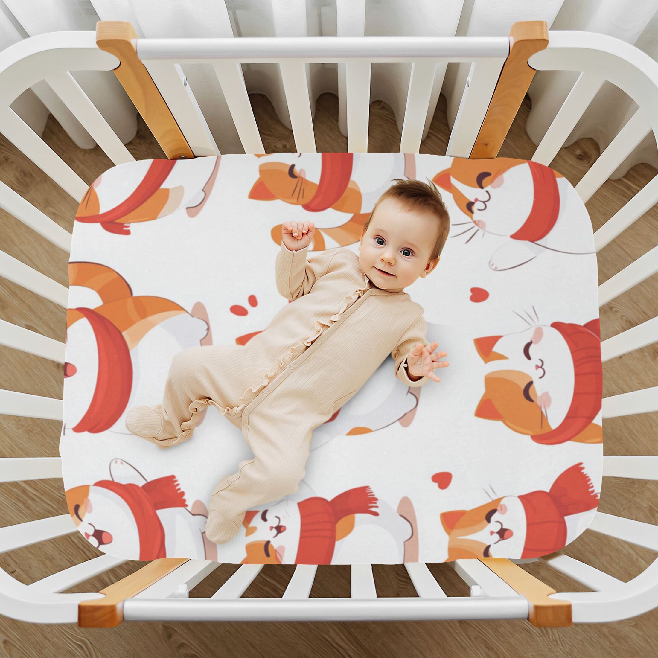 WOBOGO Chubby Cat Baby Crib Sheets Super Soft Microfiber Playard Sheet ...