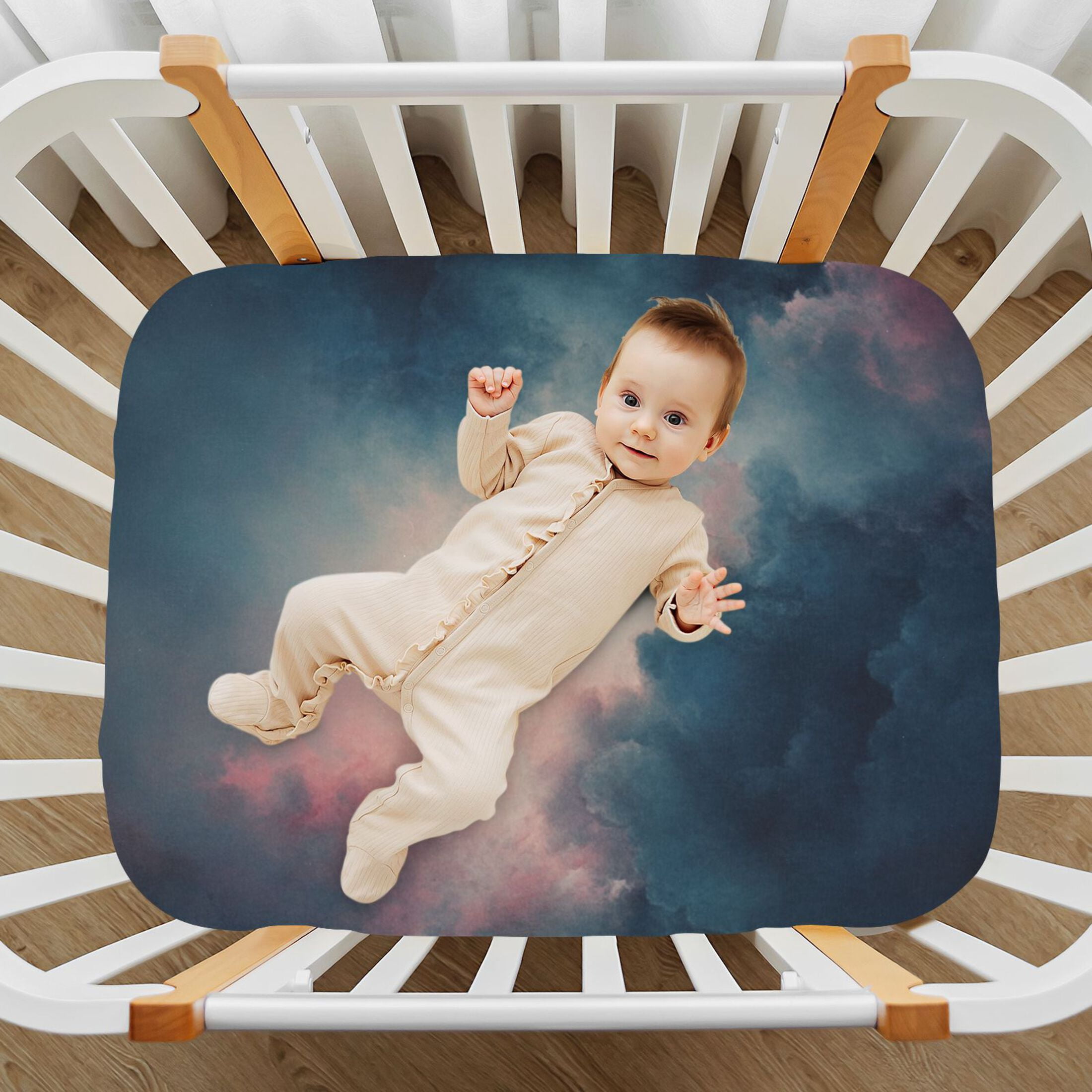 WOBOGO Clouds Dense Sky Baby Crib Sheets Super Soft Microfiber Playard ...