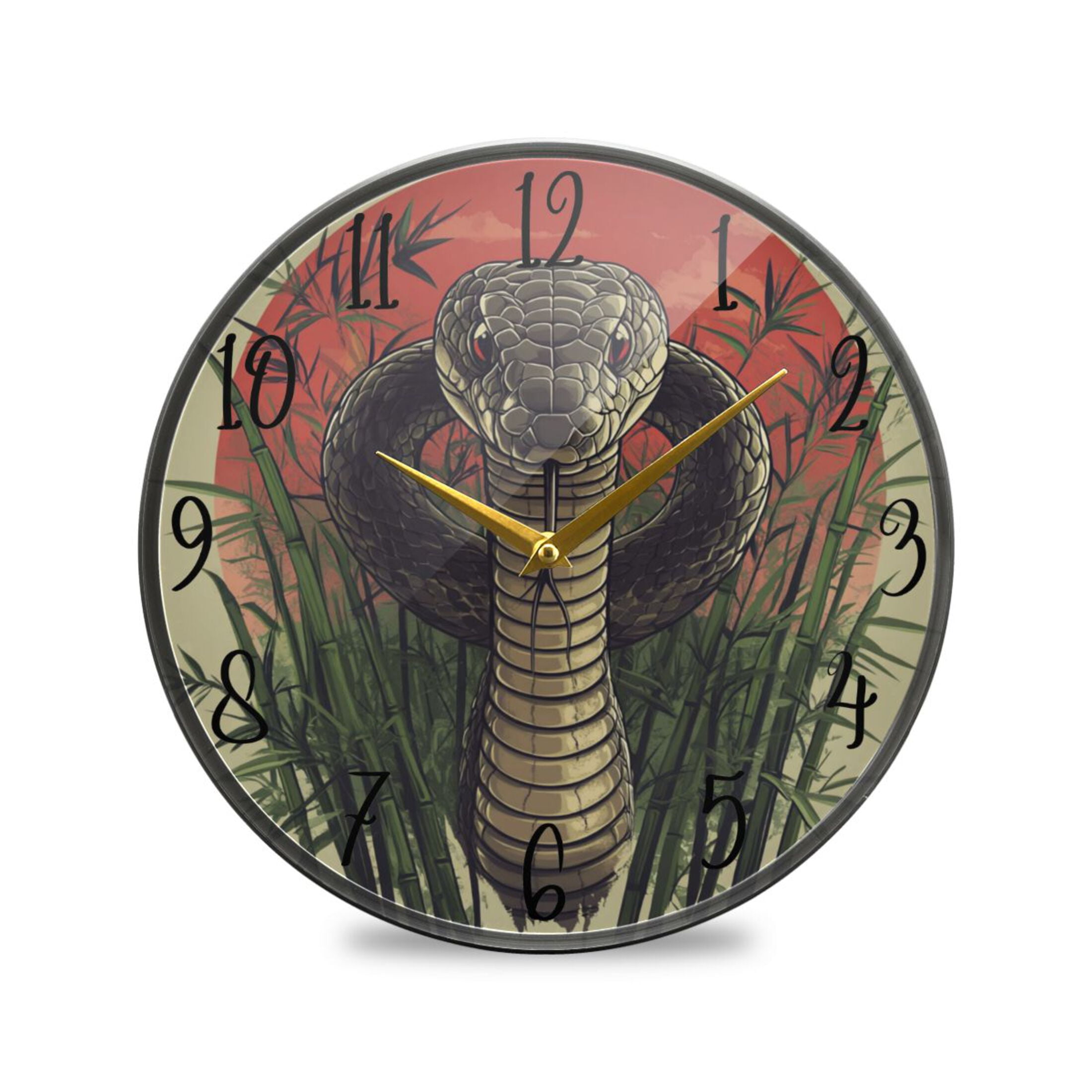WOBOGO Cobras Bamboo Forest Acrylic Wall Clock Battery Operated 9.5in ...