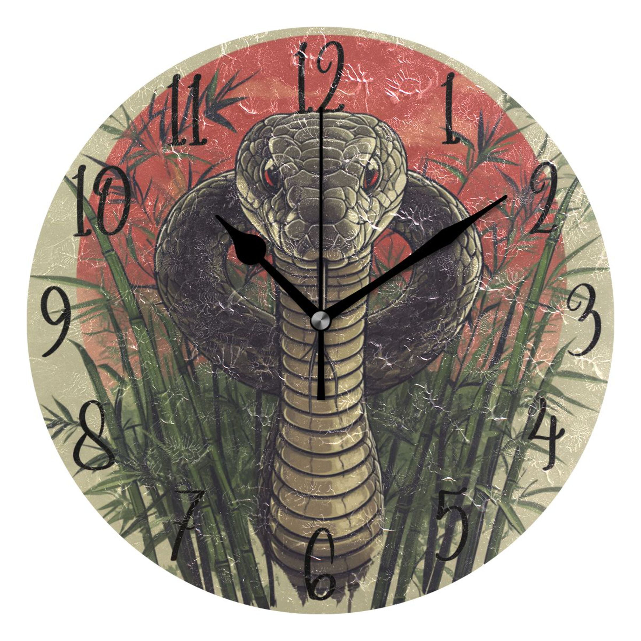 WOBOGO Cobras Bamboo Forest Wall Clock 10in Silent Mechanism Battery ...