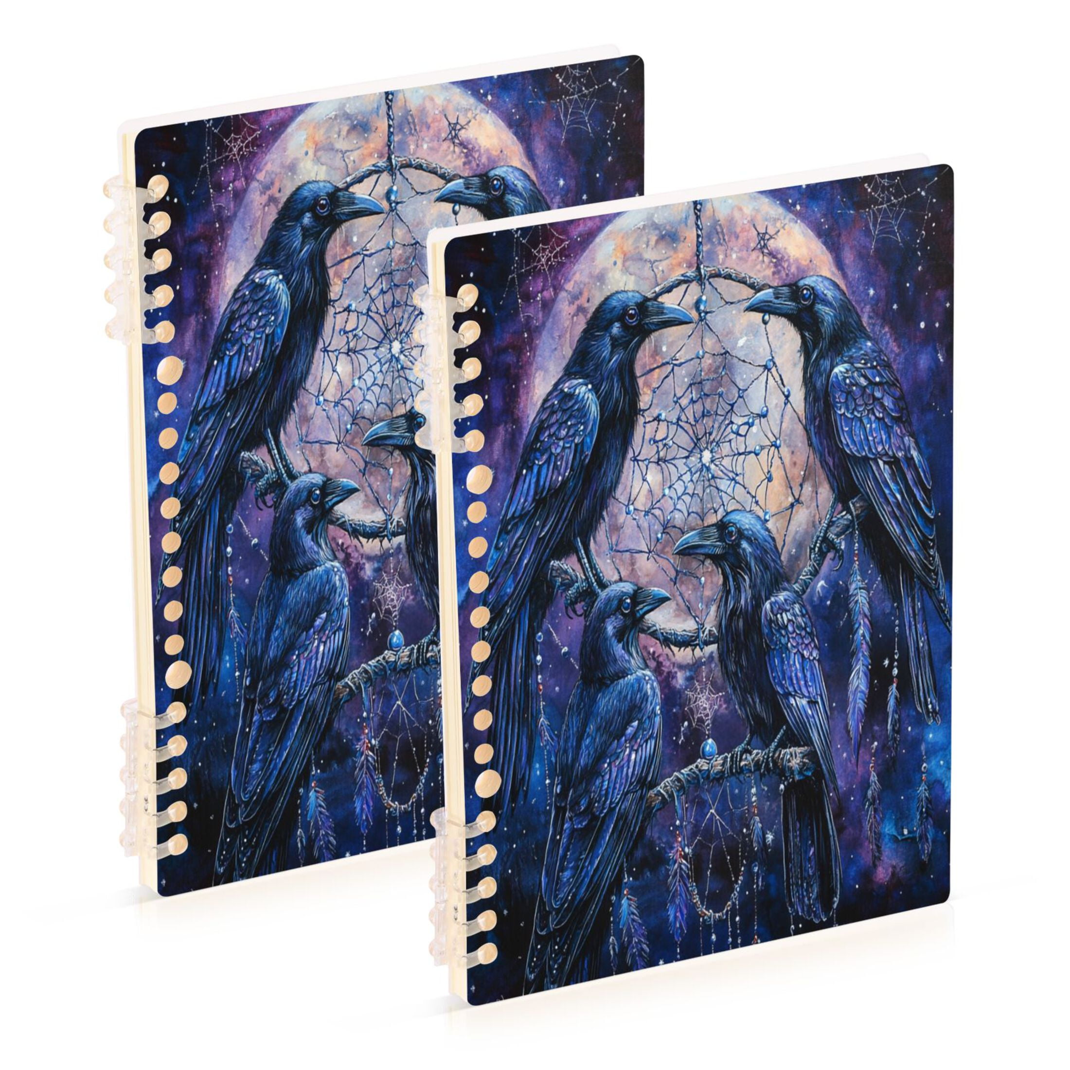WOBOGO Cobweb Crow Notebook College Horizontal Grid Paper Ink Spill ...
