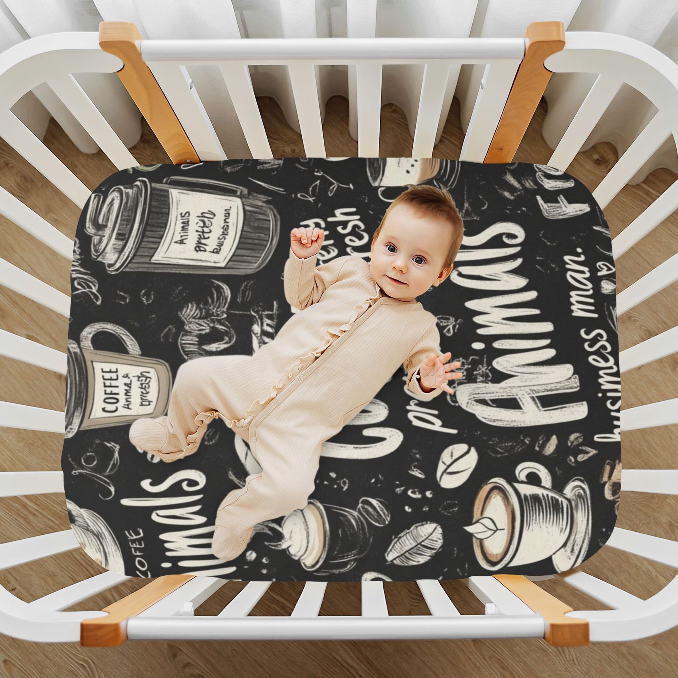 WOBOGO Coffee Picture Baby Crib Sheets Super Soft Microfiber Playard ...