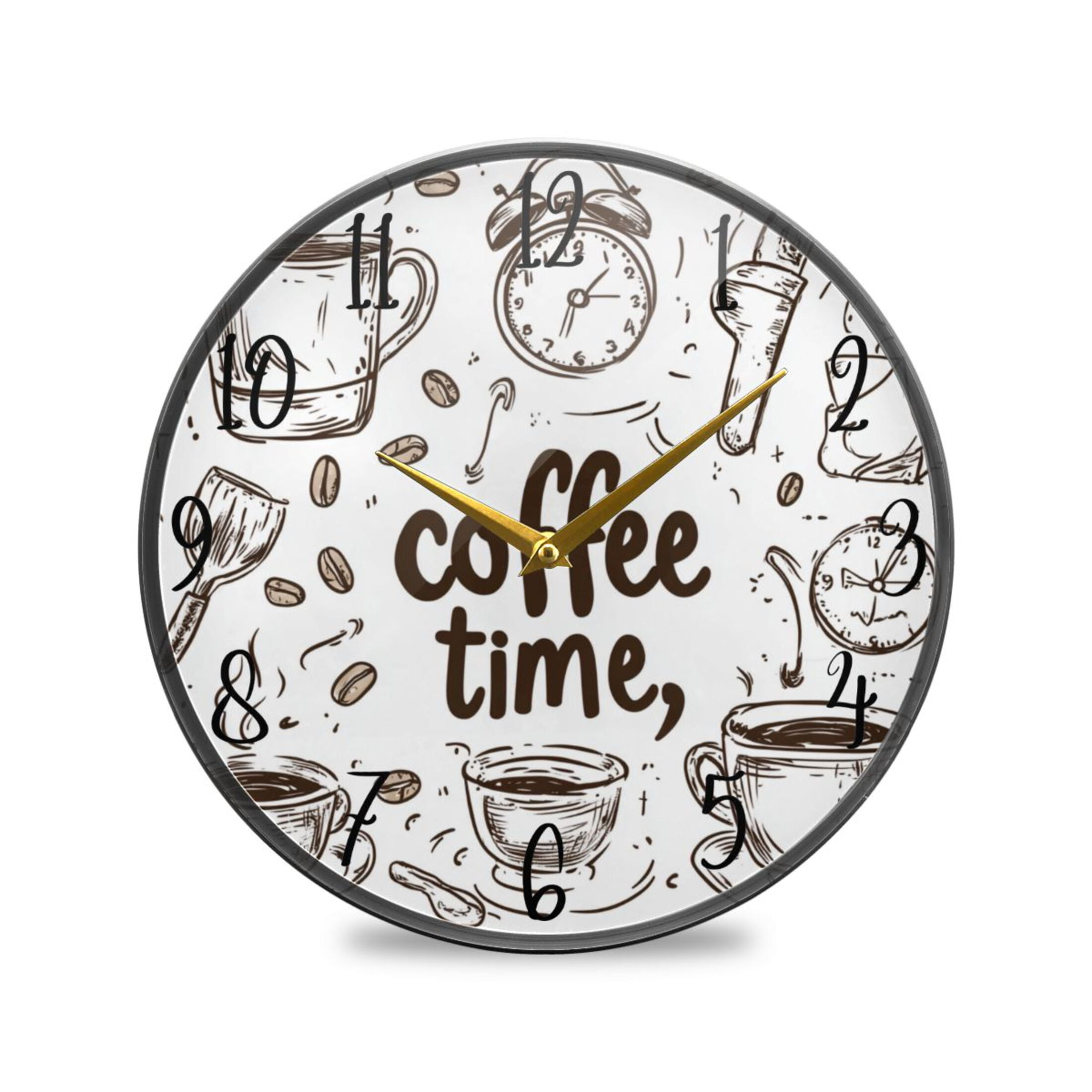 WOBOGO Coffee Time Now Acrylic Wall Clock Battery Operated 11.9in ...