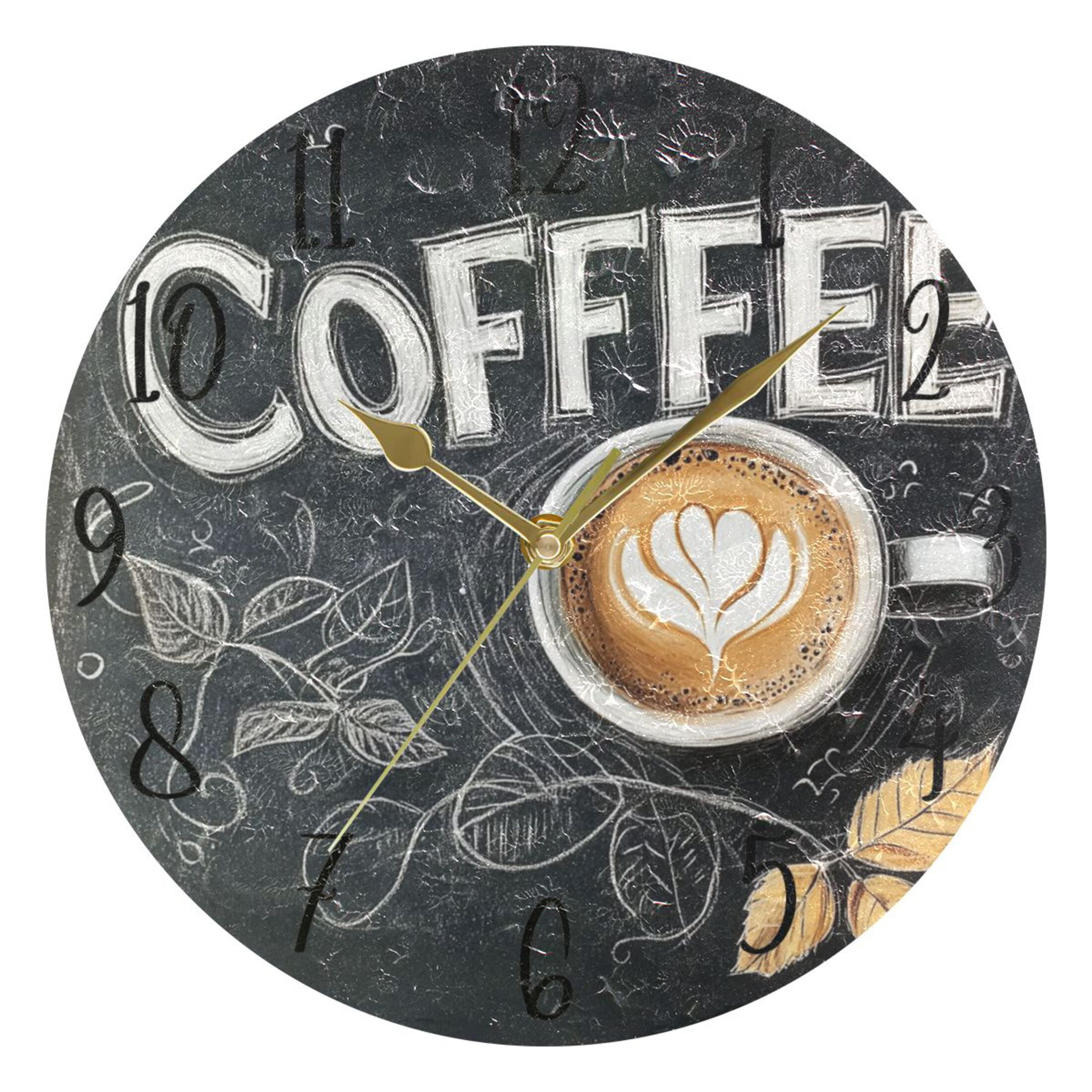WOBOGO Coffee Time Wall Clock 10in Silent Mechanism Battery Operated ...