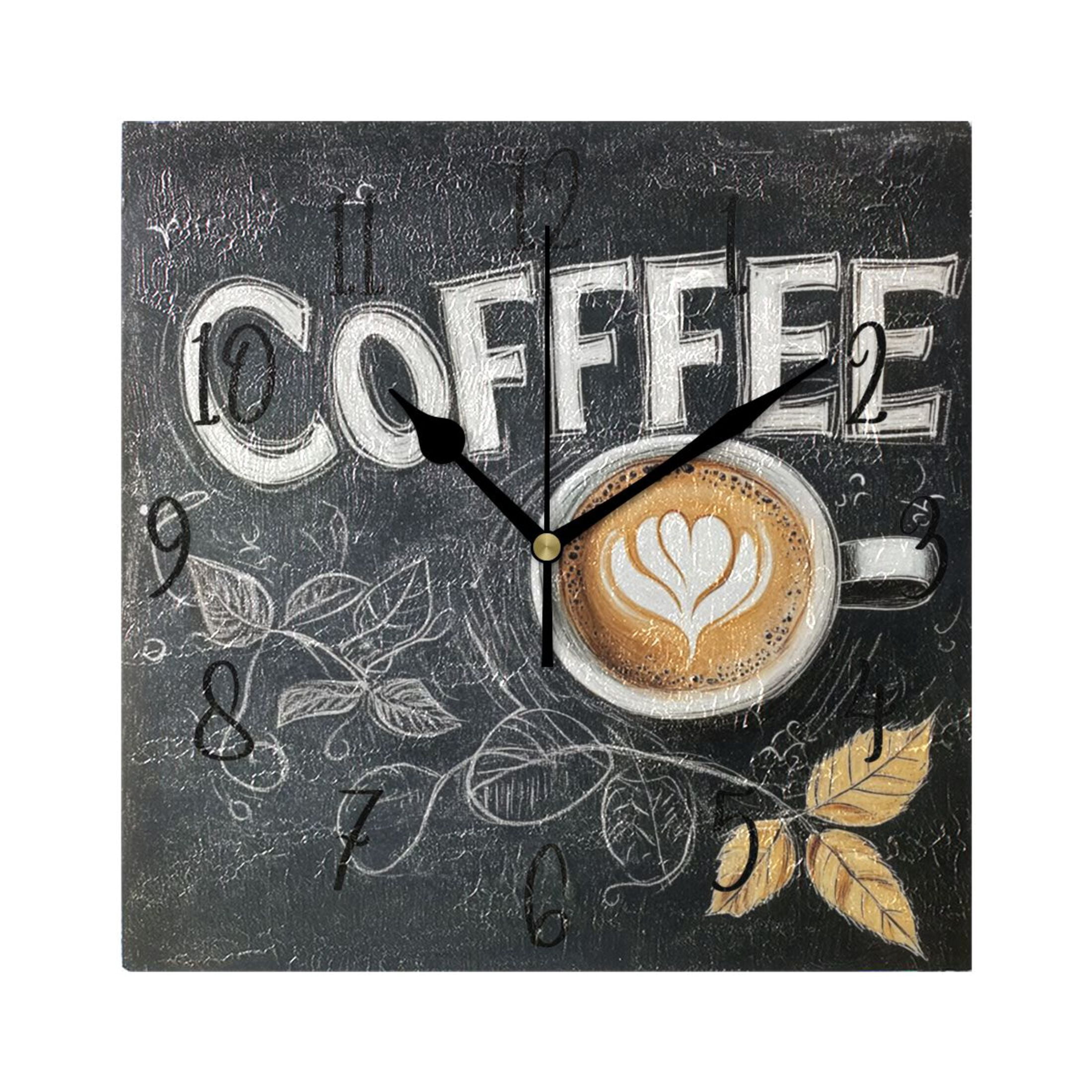 WOBOGO Coffee Time Wall Clock 7.78 Inch Battery Operated Silent Unit ...