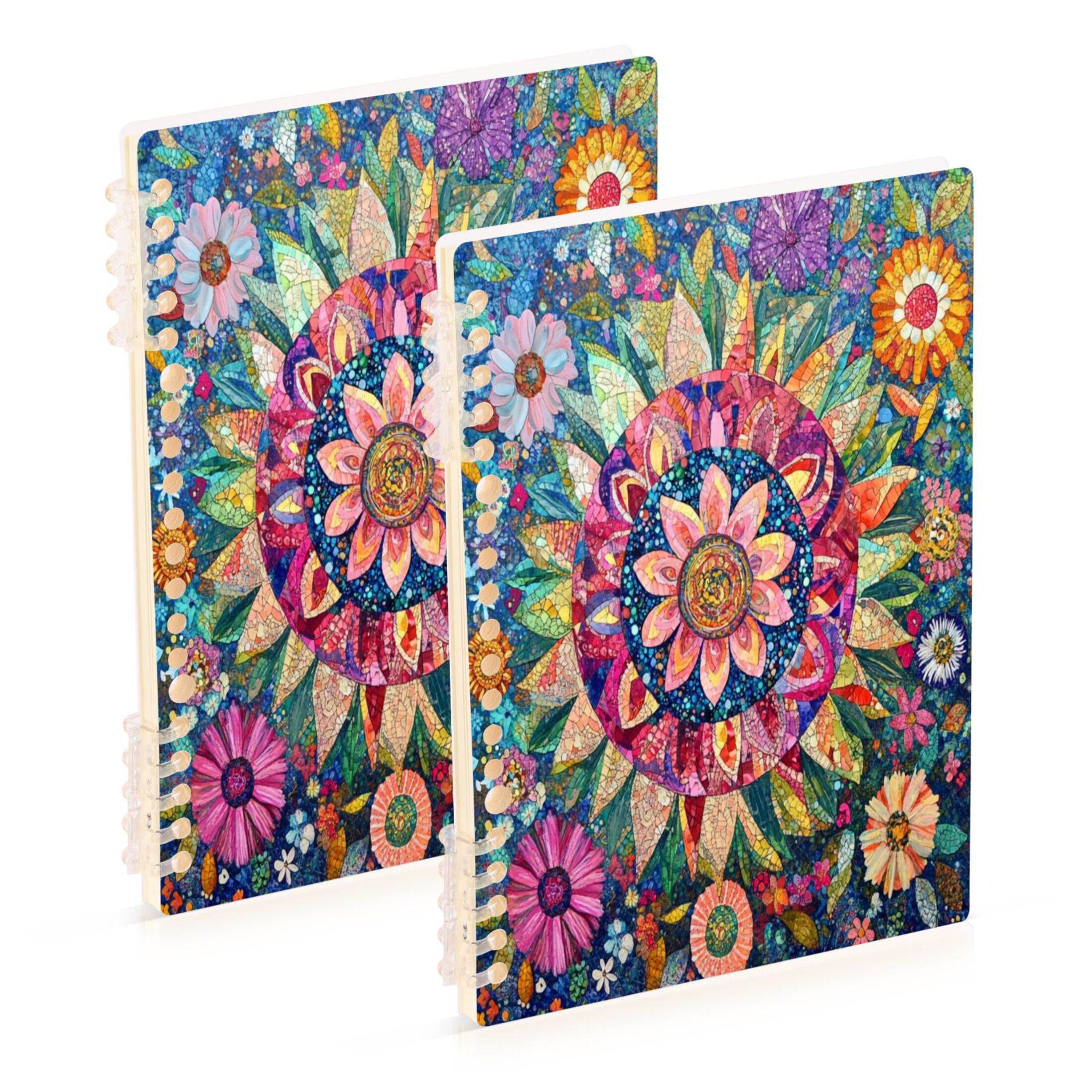WOBOGO Colorful Blooms Floral Notebook College Horizontal Grid Paper ...