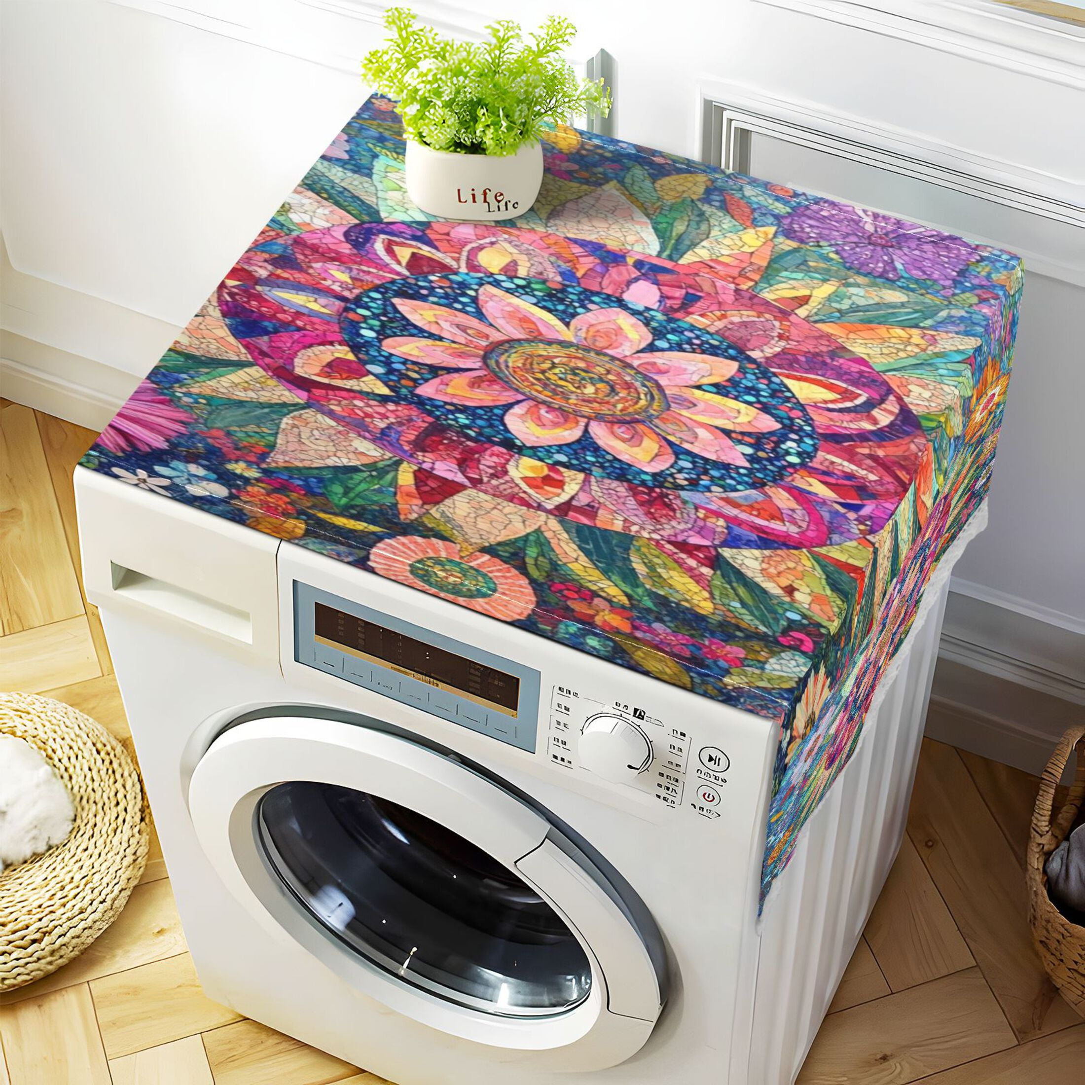 WOBOGO Colorful Blooms Floral Washing Machine Cloth Dryer Refrigerator ...