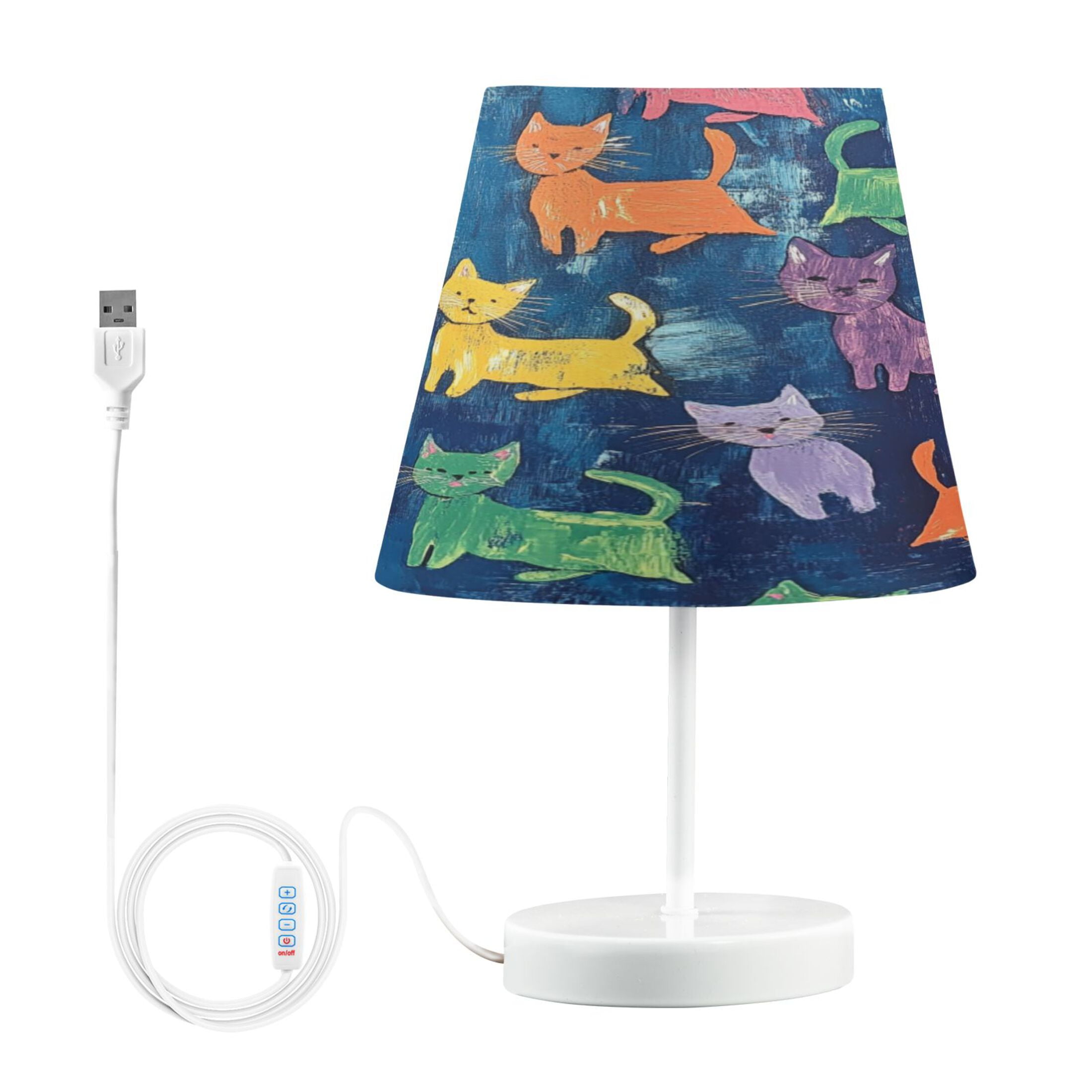 WOBOGO Colorful Cats Table Lamps Bedroom 3-Speed Dimmable Farm Style ...