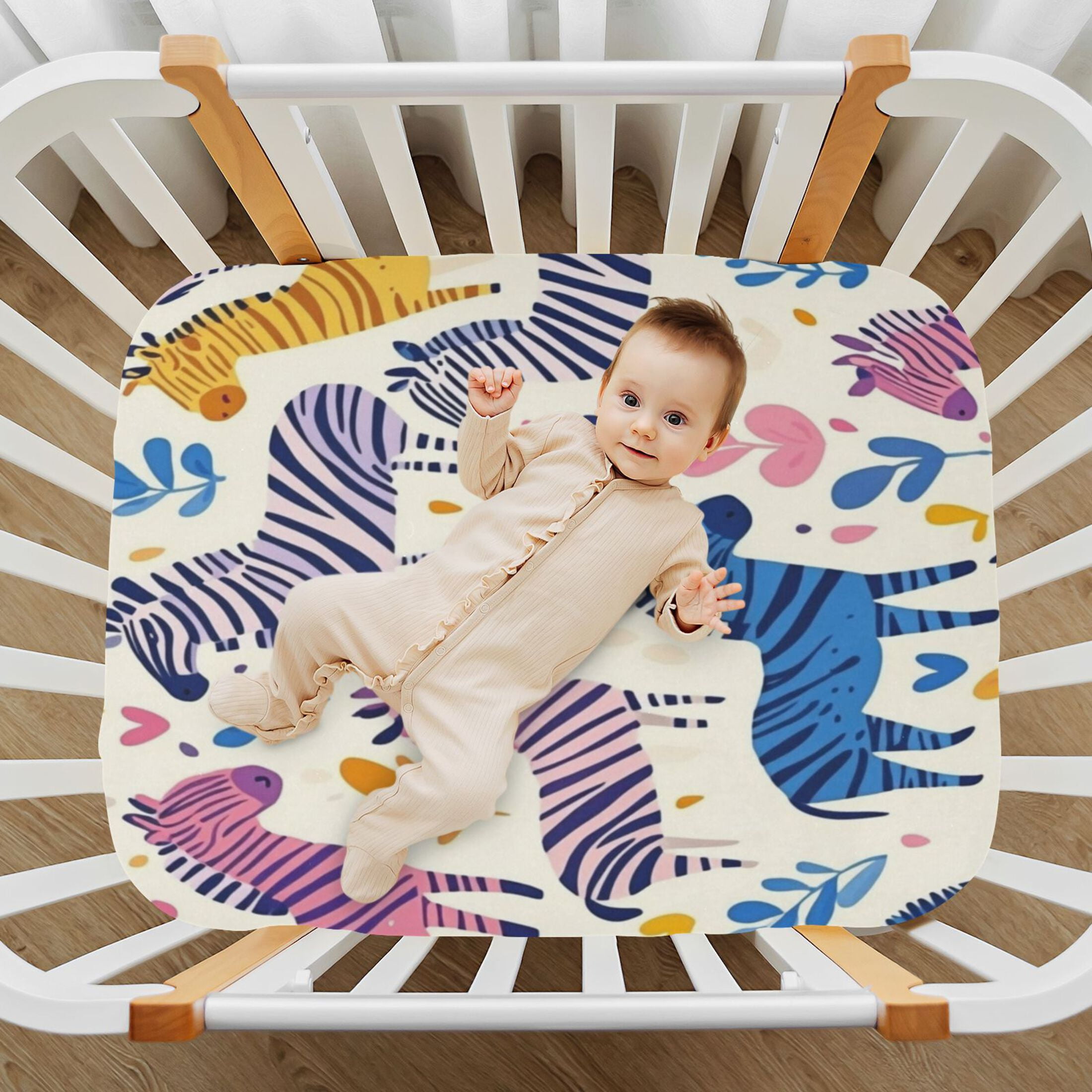 WOBOGO Colorful Lovely Zebra Baby Crib Sheets Super Soft Microfiber ...