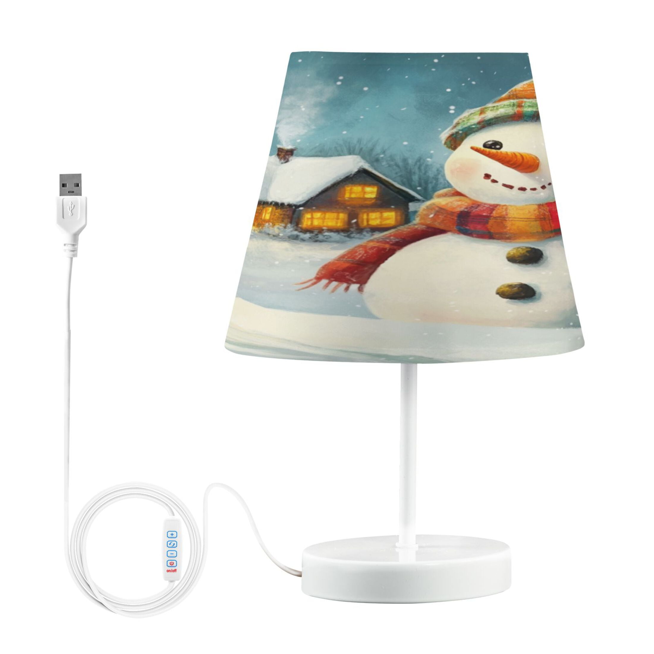 WOBOGO Colorful Scarf Snowman Table Lamps Bedroom 3-Speed Dimmable Farm ...