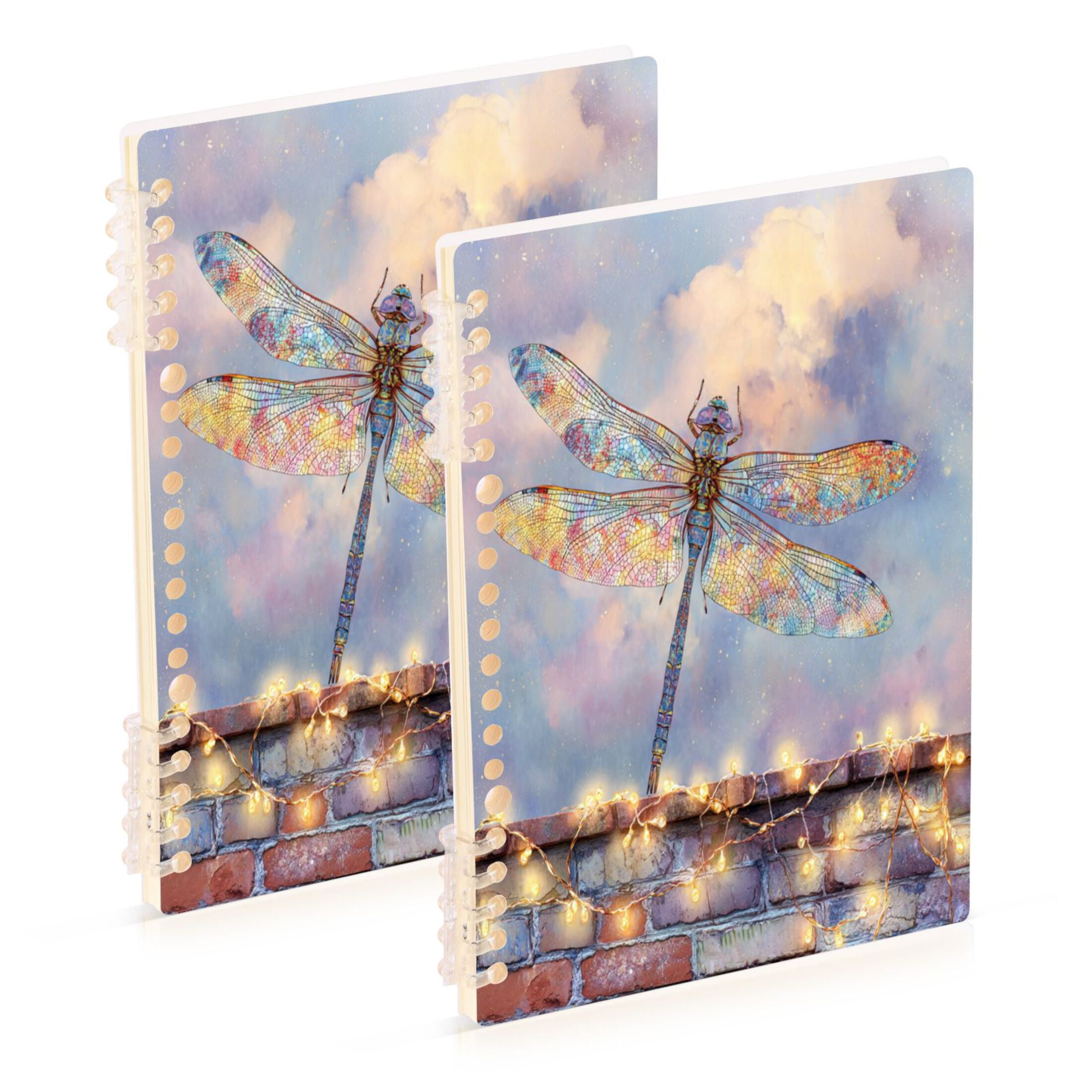 WOBOGO Colourful Dragonfly Notebook College Horizontal Grid Paper Ink ...