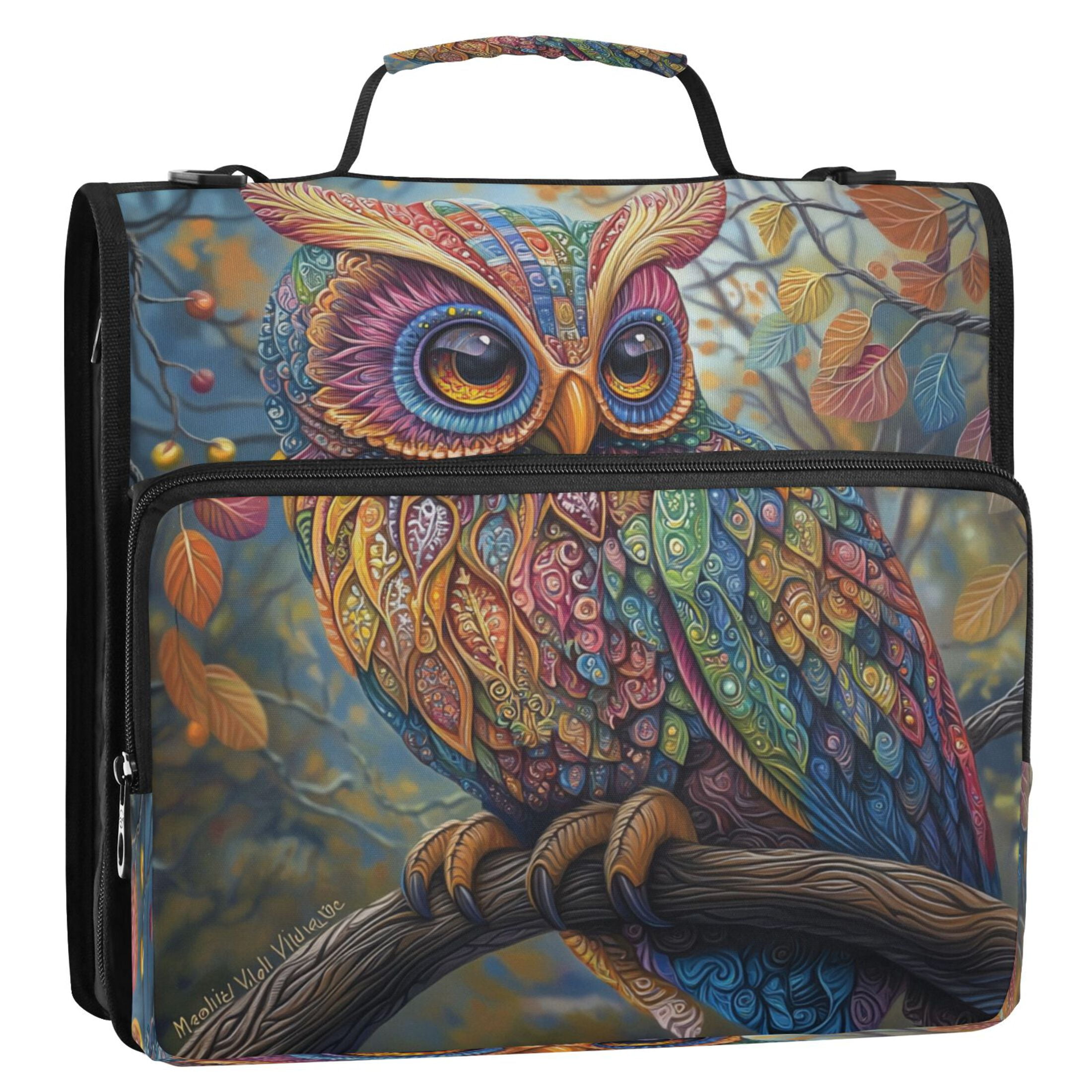 WOBOGO Complex Camo Owls Ring Binder Bag 1.5in Folder Organizer with ...