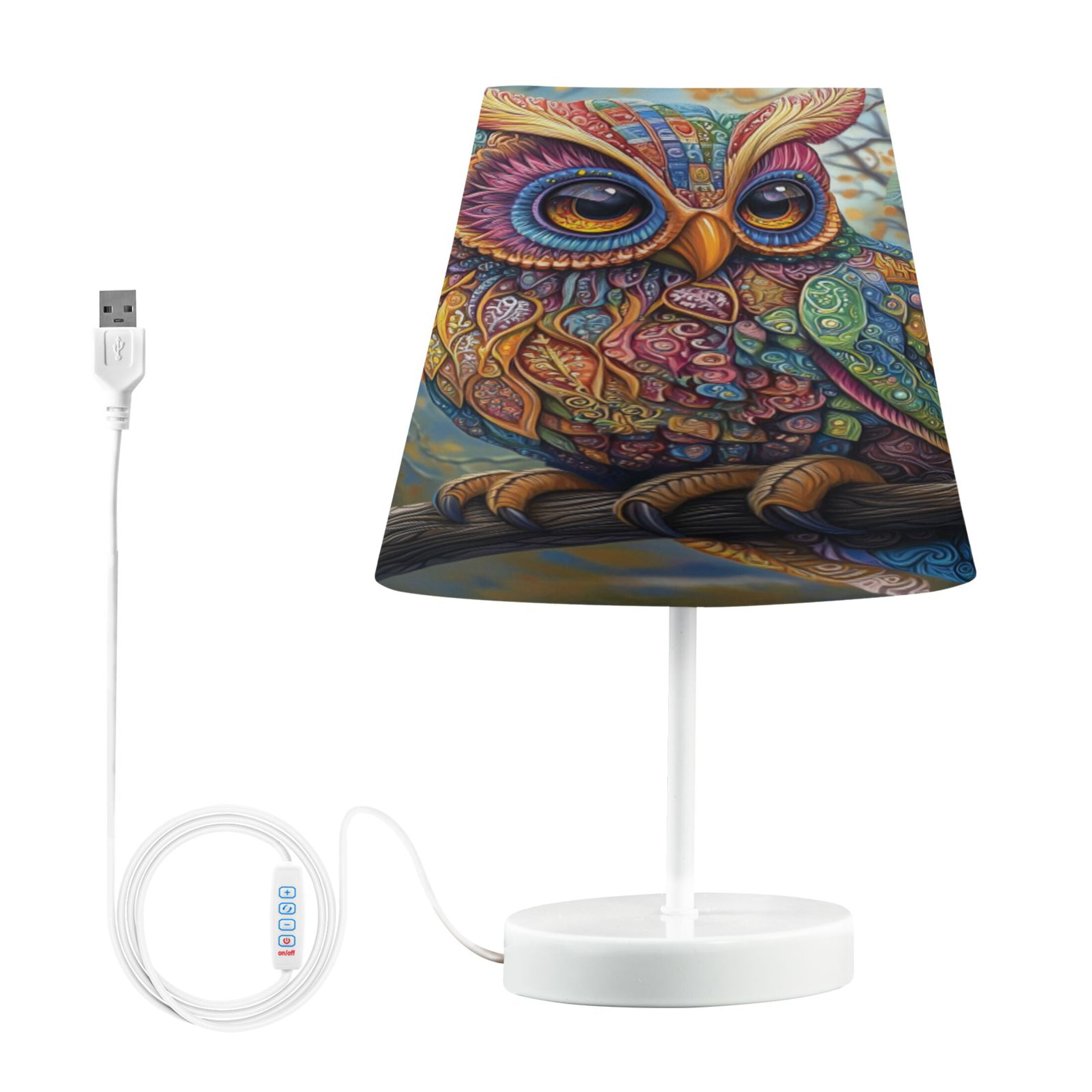 WOBOGO Complex Camo Owls Table Lamps Bedroom 3-Speed Dimmable Farm ...