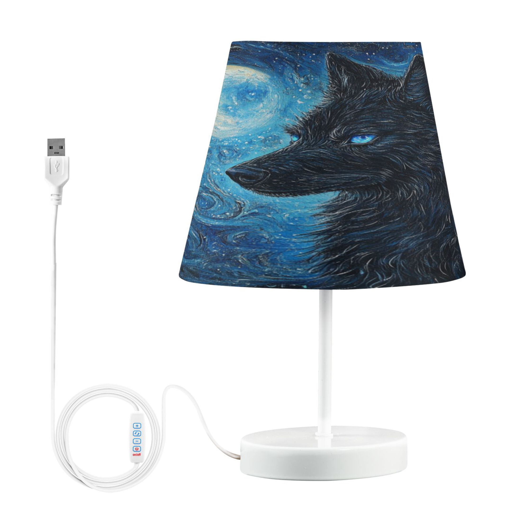WOBOGO Cool Black Wolf Table Lamps Bedroom 3-Speed Dimmable Farm Style ...