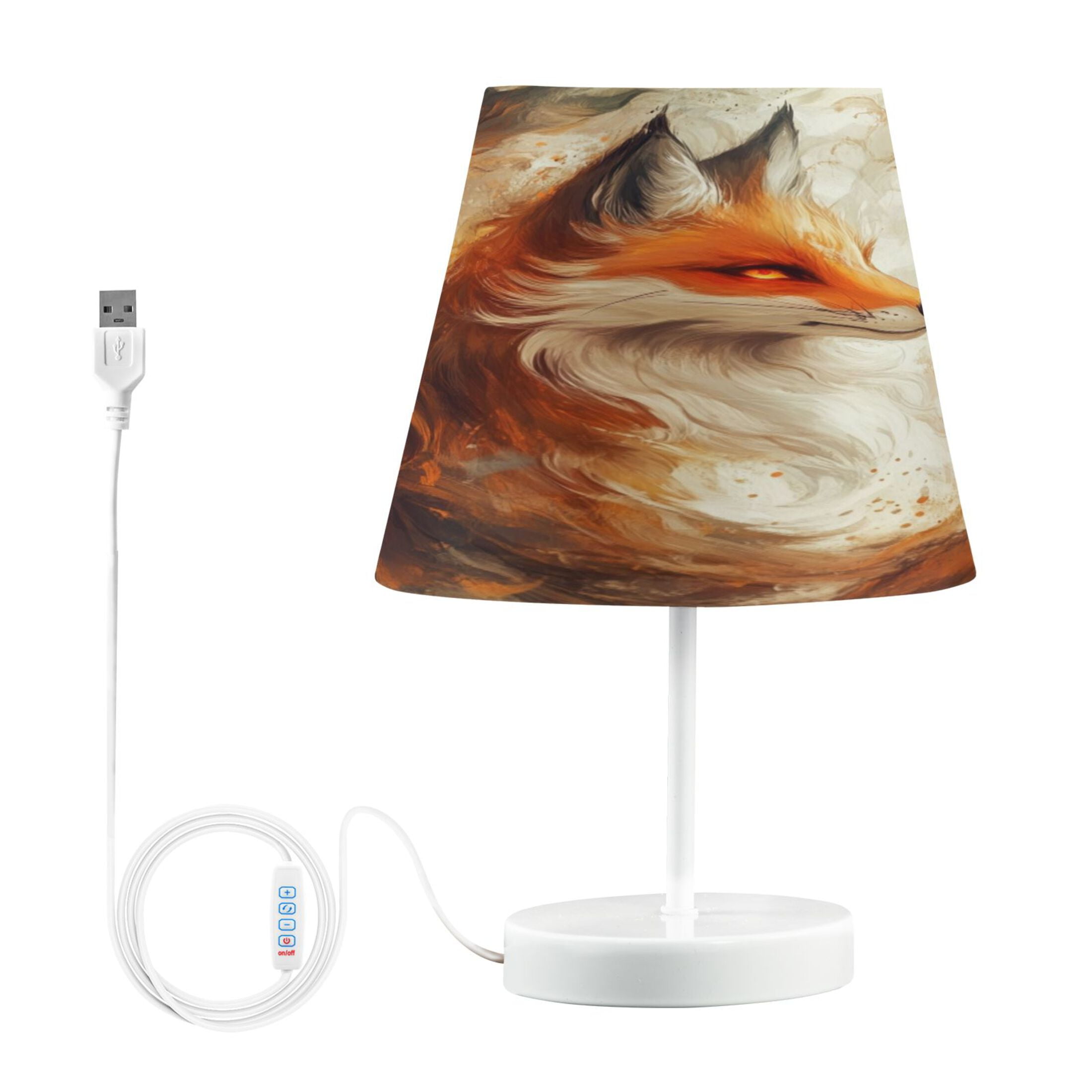 WOBOGO Cool Orange Fox Table Lamps Bedroom 3-Speed Dimmable Farm Style ...