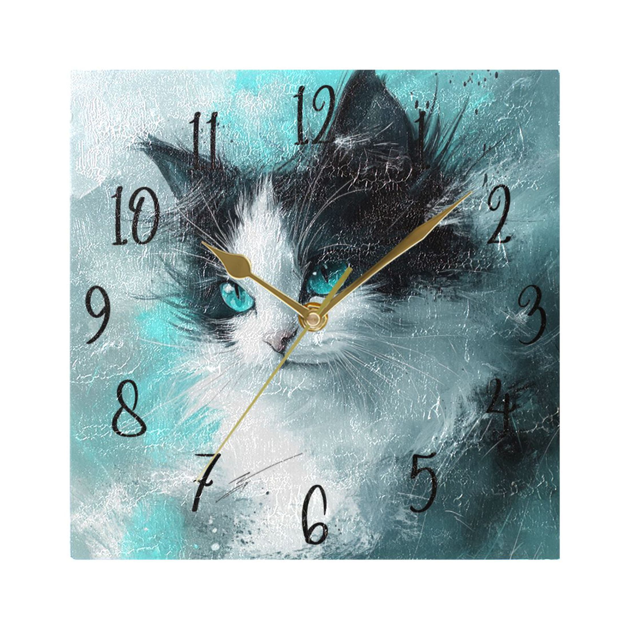 WOBOGO Cool Ragdoll Cat Pattern Wall Clock 7.78 Inch Battery Operated ...