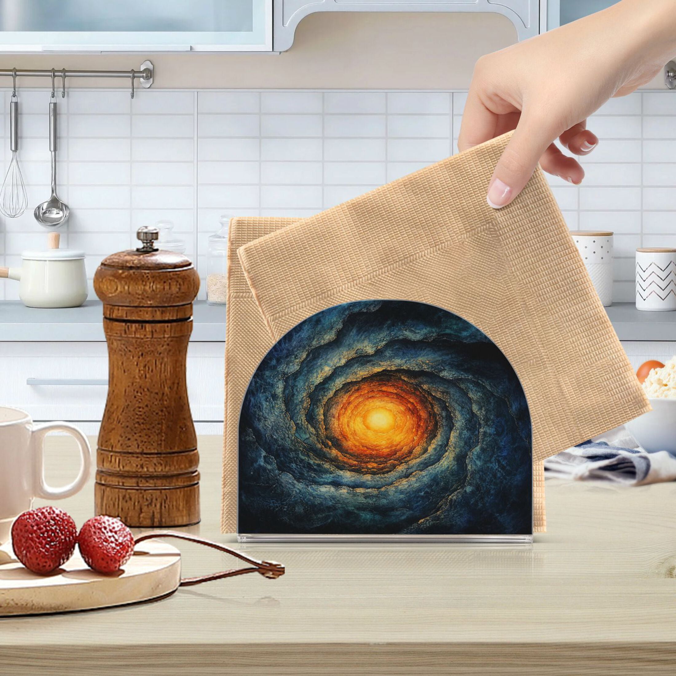 WOBOGO Cosmic Spiral Clear Acrylic Napkin Holder Kitchen Tissue Face ...