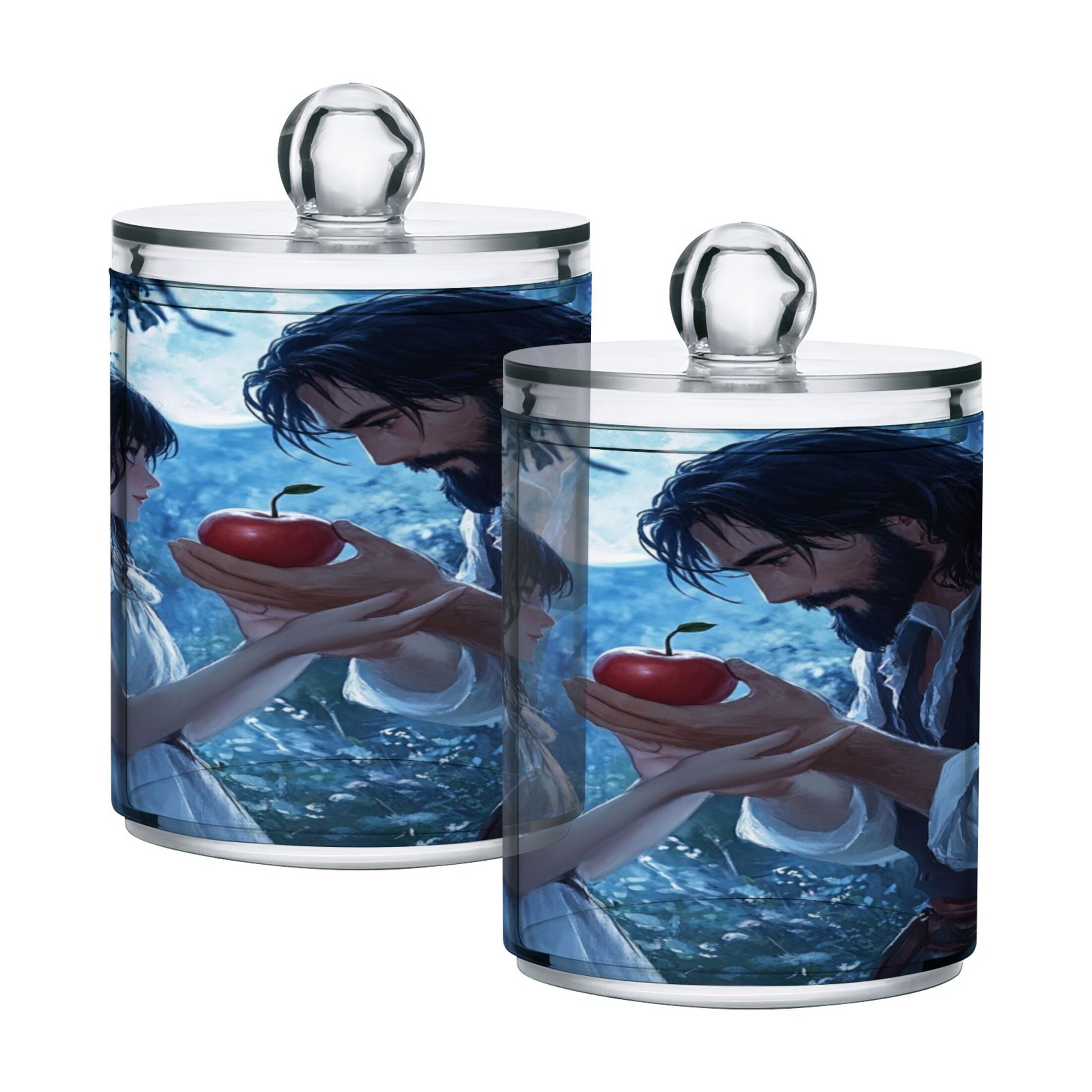WOBOGO Couple Sharing Apples Together Transparent Plastic Jar 4pcs ...