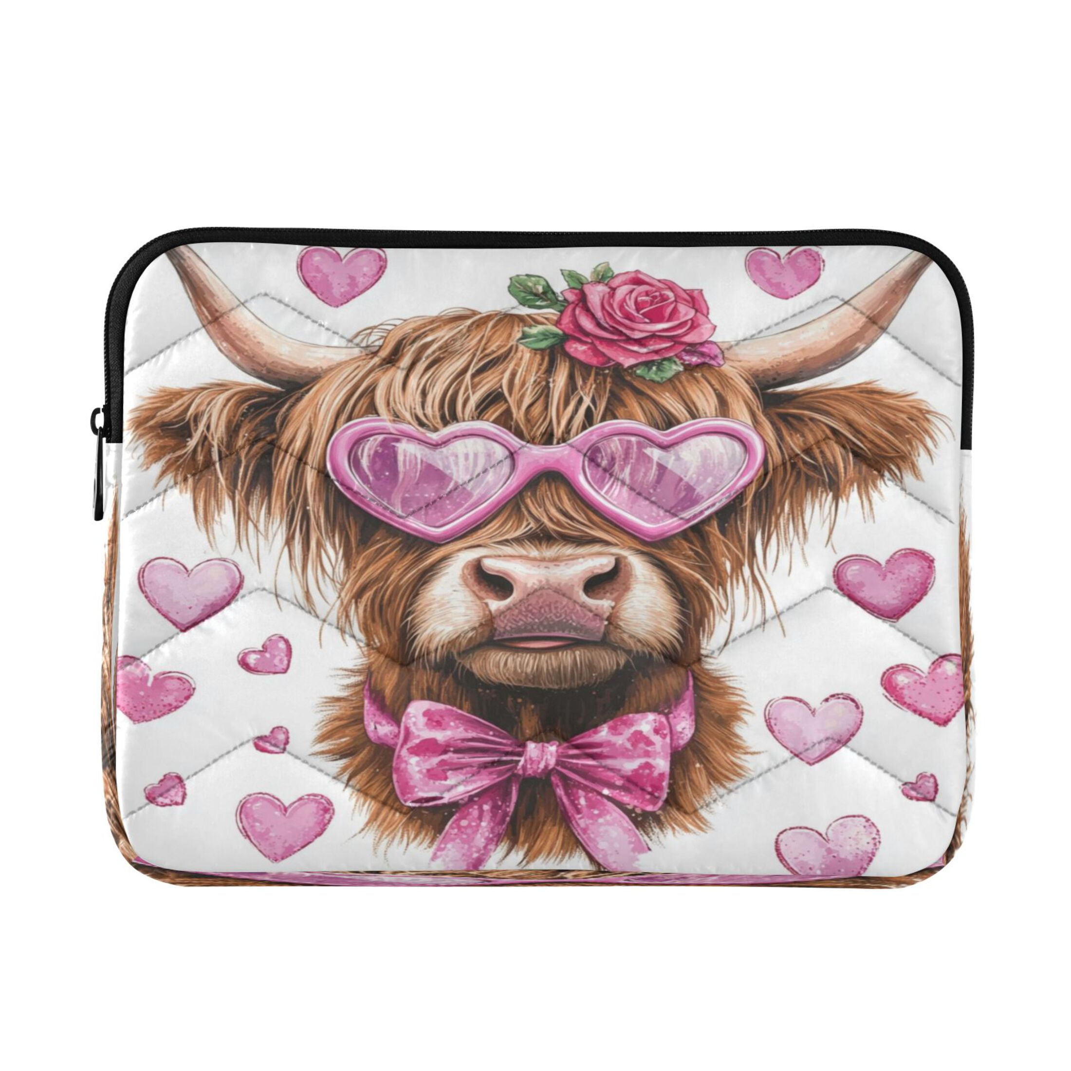 WOBOGO Cow with Love Pattern Laptop Sleeve 13.4 inch Lightweight Zipper ...