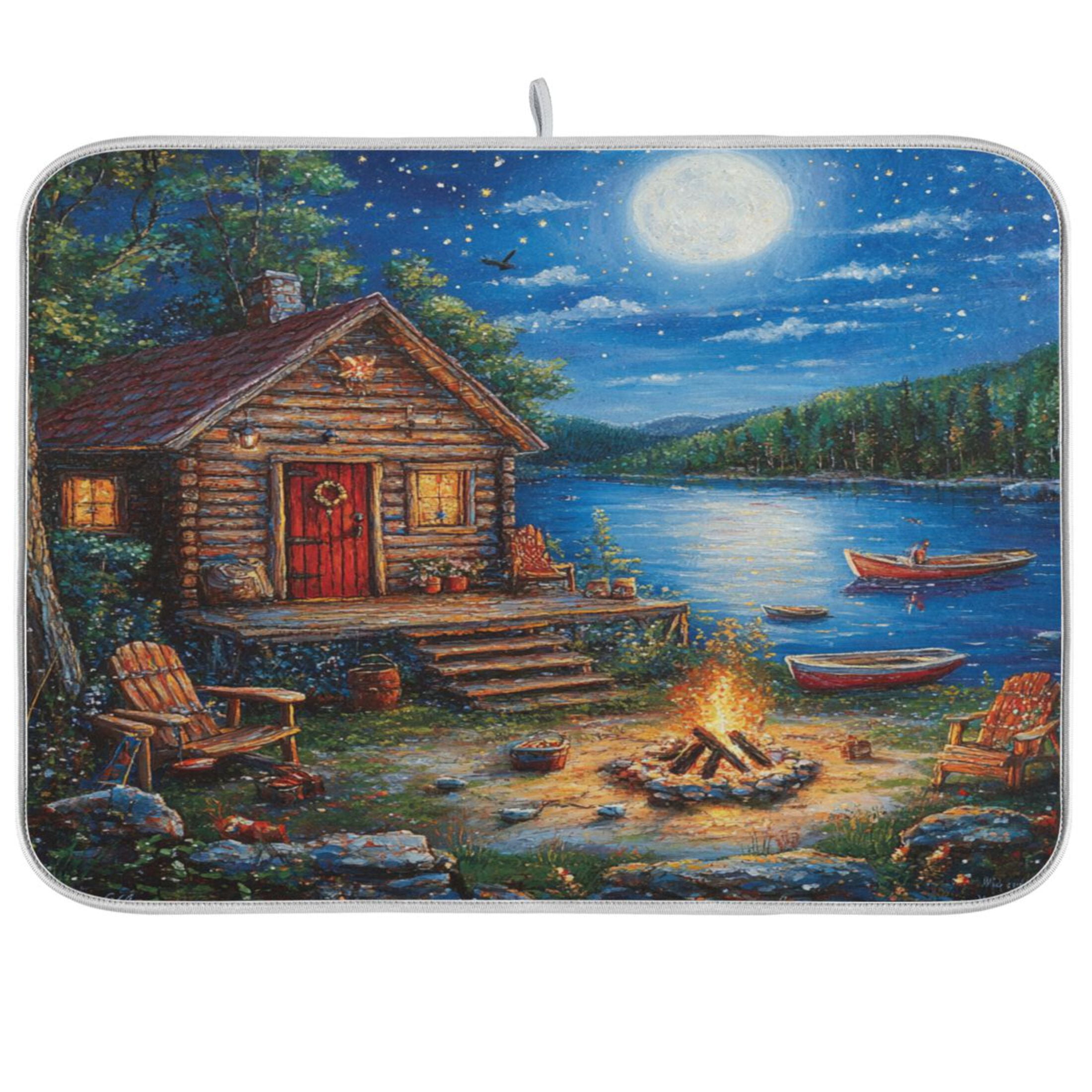WOBOGO Cozy Chalet Kitchen Drying Mat Heat Resistant Drainage with Non ...