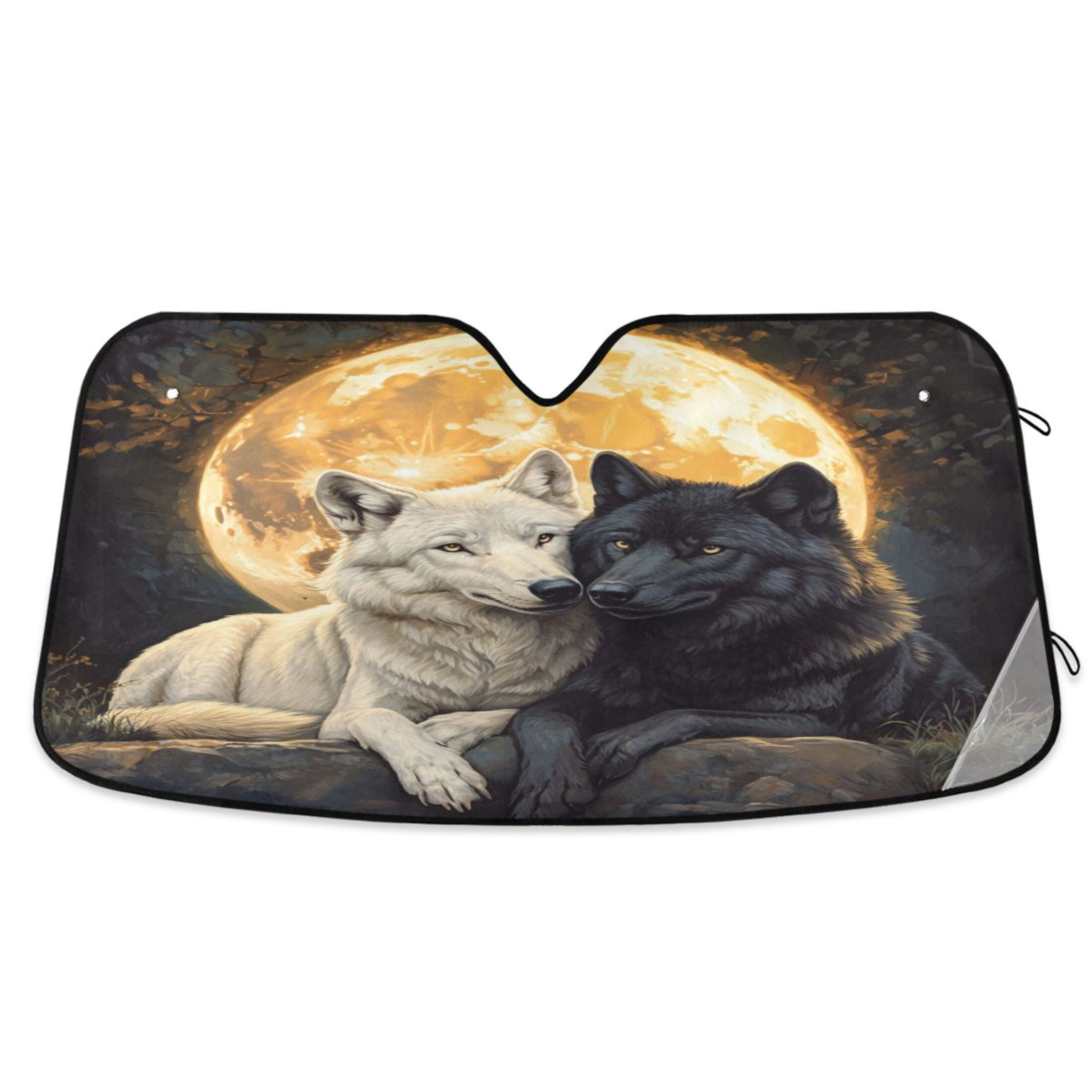 WOBOGO Cozy Two Wolves Car Windshield Sunshades Autopilot Lightweight ...