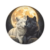 WOBOGO Cozy Two Wolves Round Placemats Set of 1 Heat Resistant Washable ...