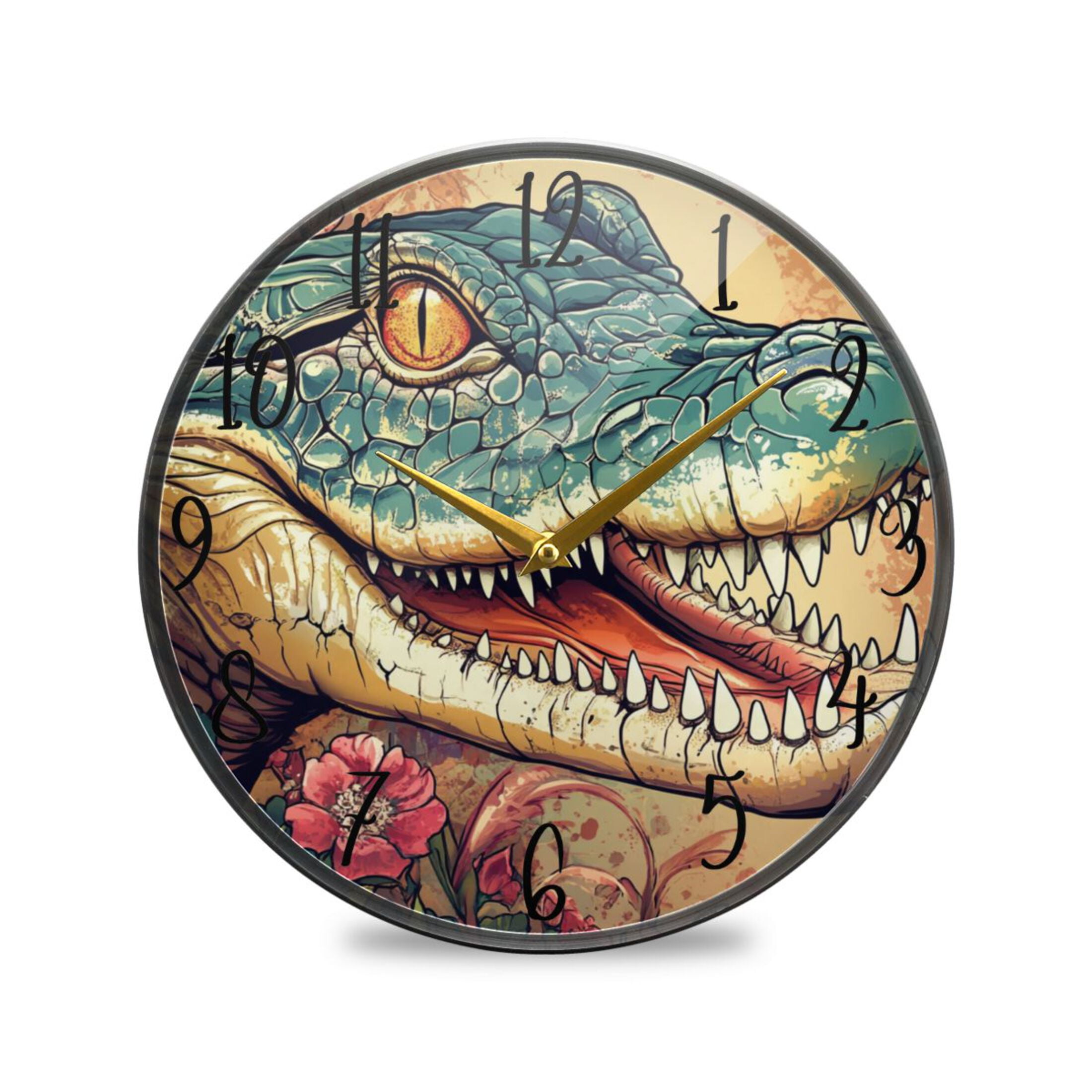 WOBOGO Crocodile Illustration in Realistic Style Acrylic Wall Clock ...