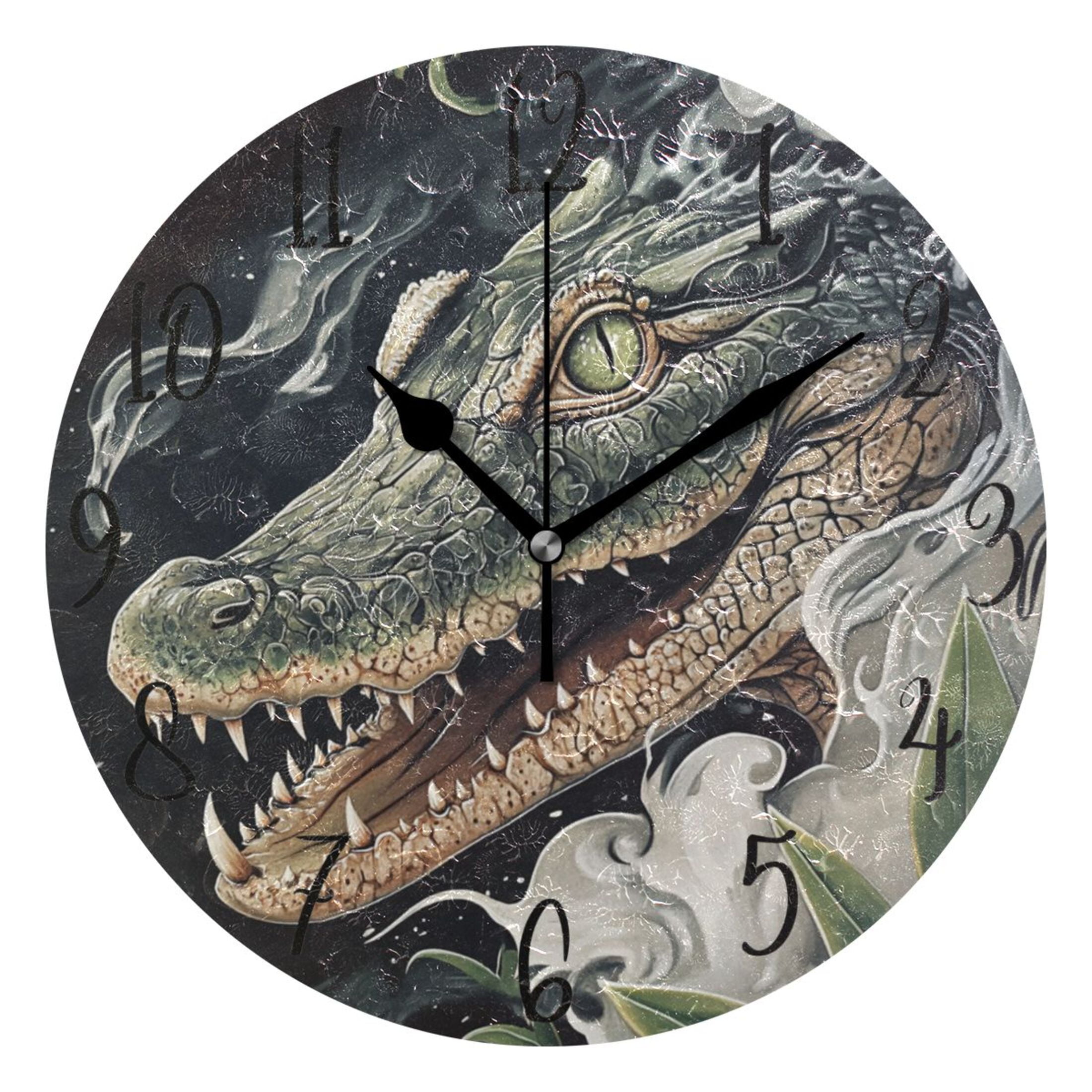 WOBOGO Crocodile Illustration in Realistic Style Wall Clock 10in Silent ...
