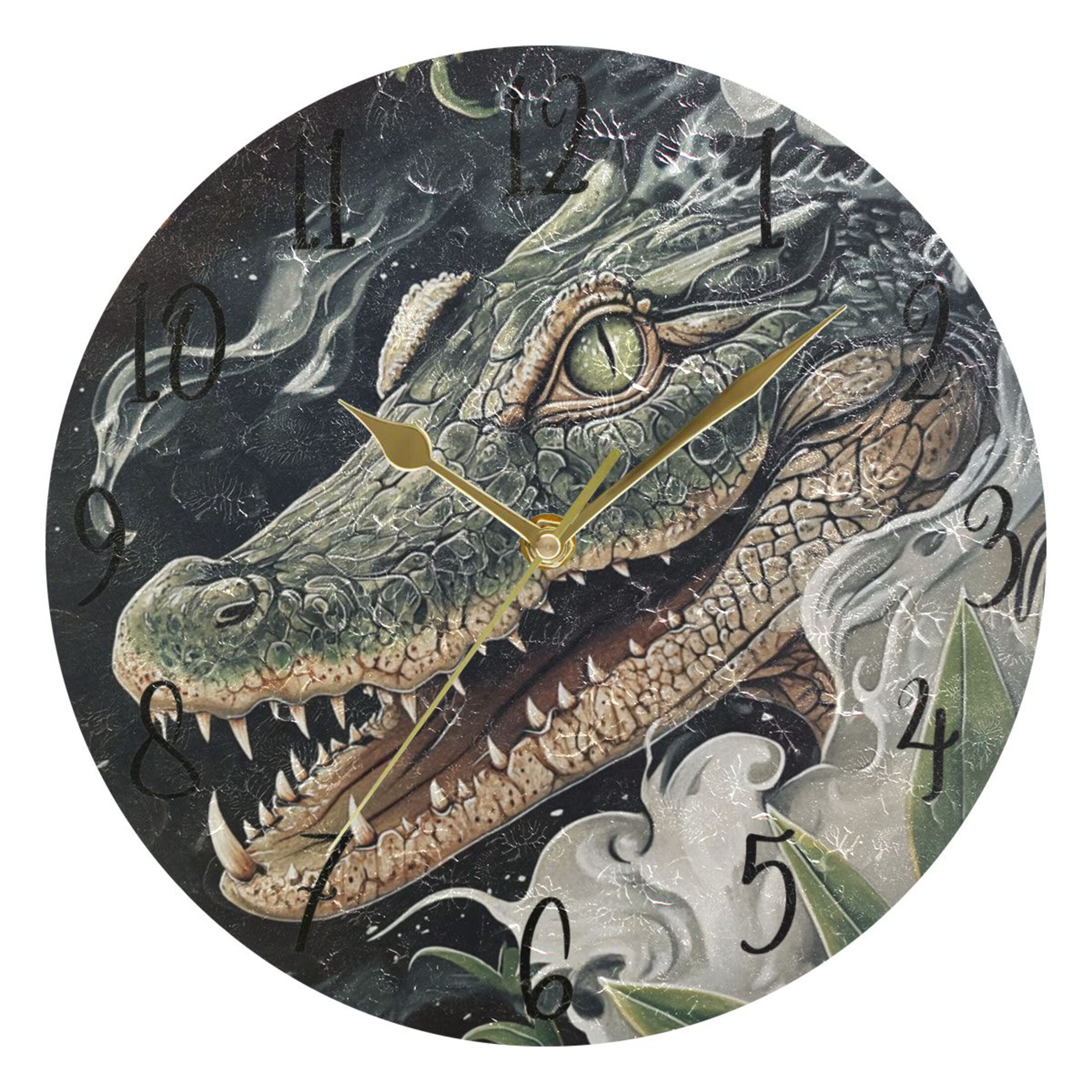 WOBOGO Crocodile Illustration in Realistic Style Wall Clock 10in Silent ...