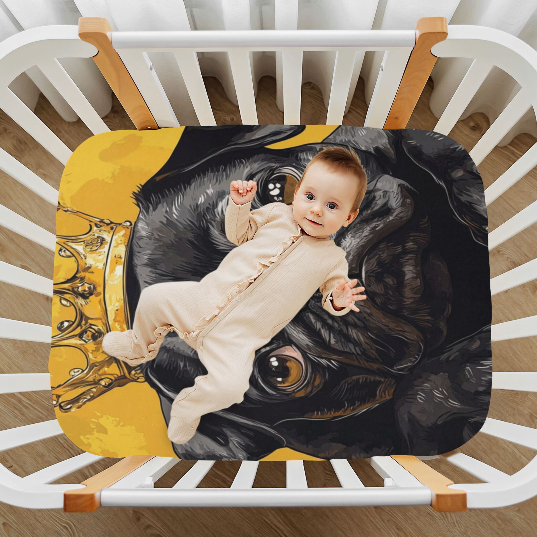 WOBOGO Crown Black Pug Dog Baby Crib Sheets Super Soft Microfiber ...