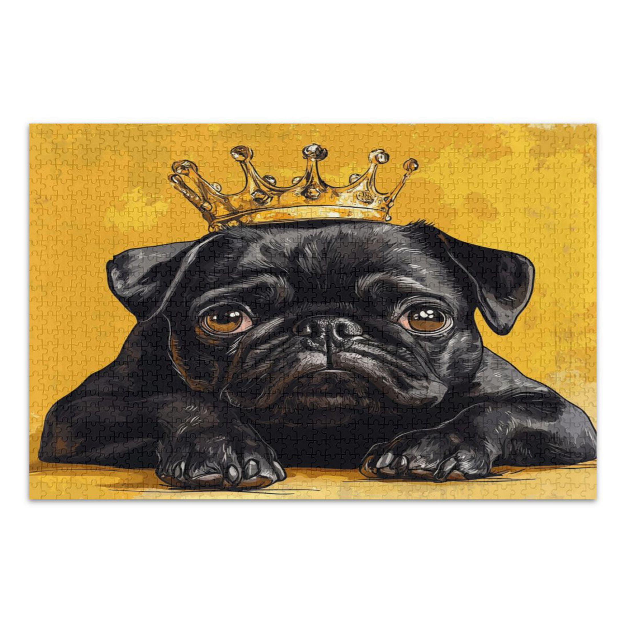 WOBOGO Crown Black Pug Dog Jigsaw Puzzle Challenge 1000 Piece Jigsaw ...
