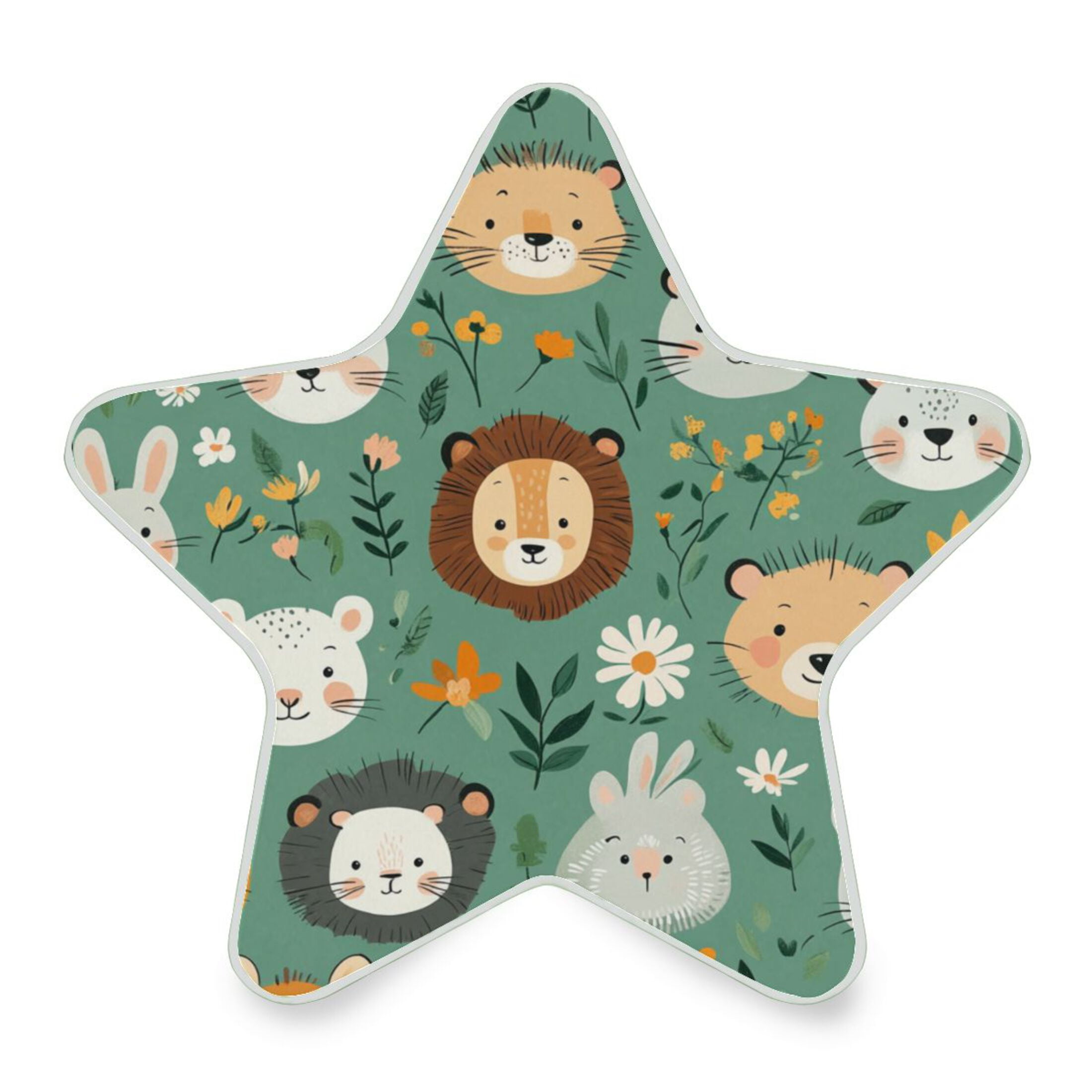 WOBOGO Cute Animal Faces in A Seamless Jungle Pattern LED Star Night ...