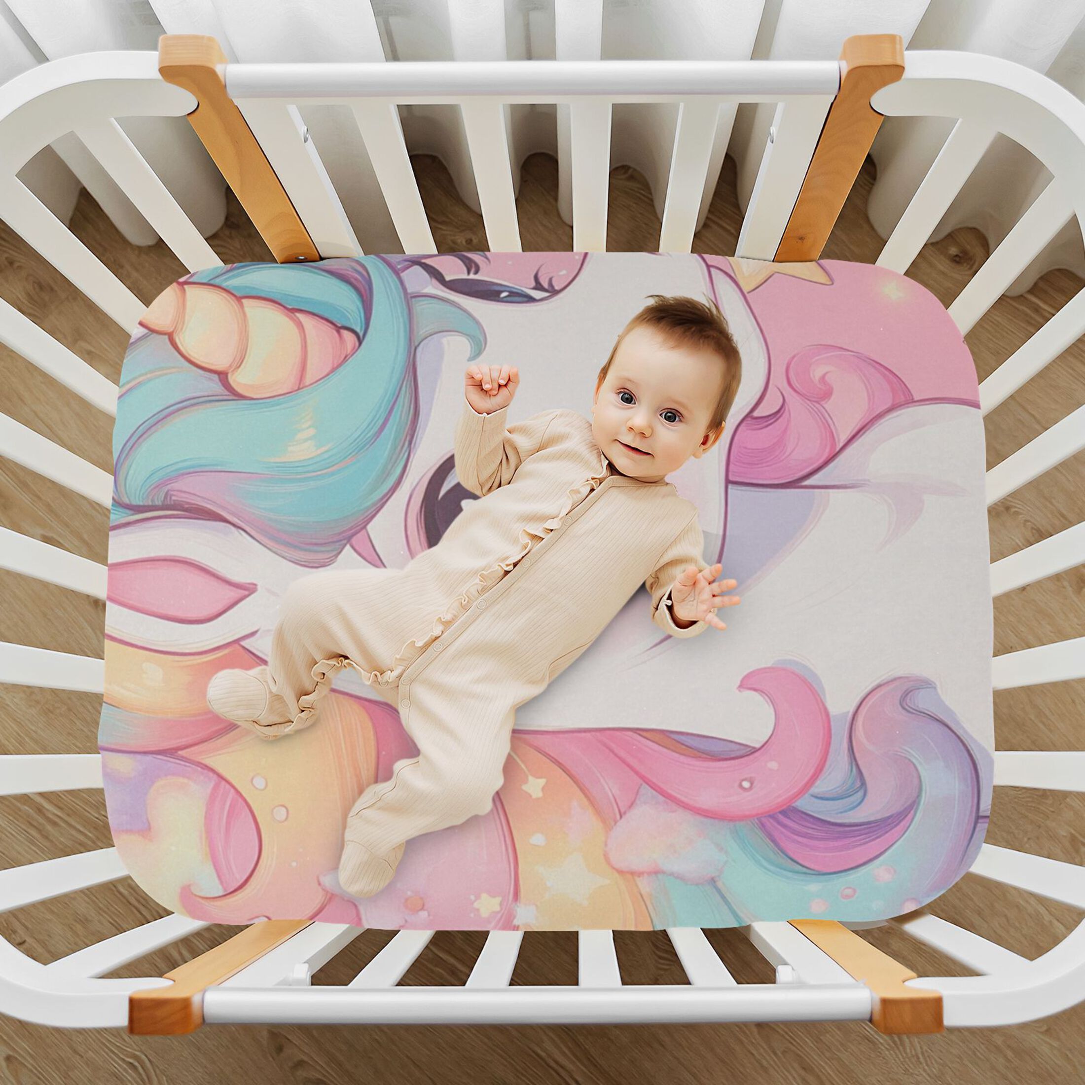 WOBOGO Cute Baby Pony Baby Crib Sheets Super Soft Microfiber Playard ...