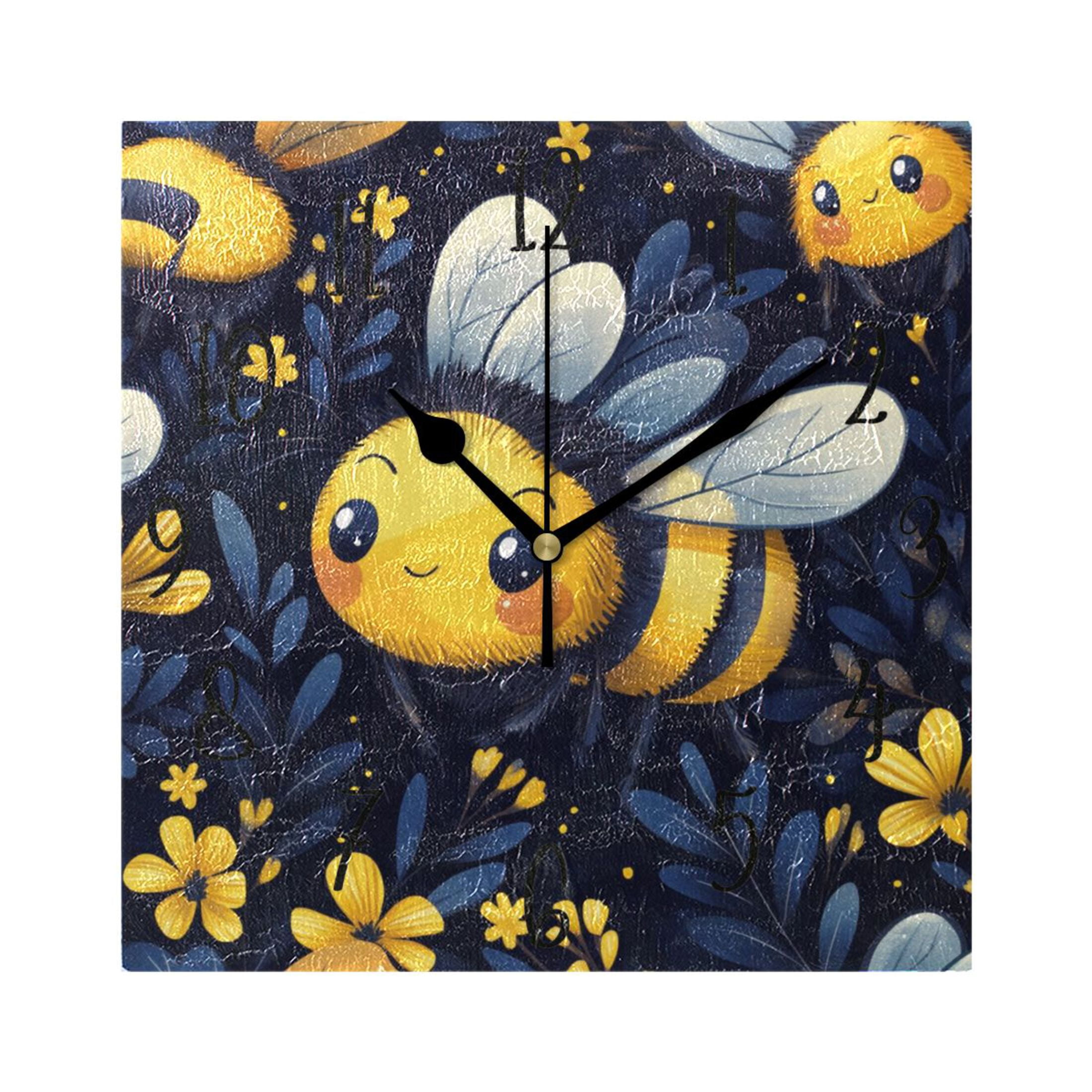 WOBOGO Cute Cartoon Bumble Bee Pattern Wall Clock 7.78 Inch Battery ...