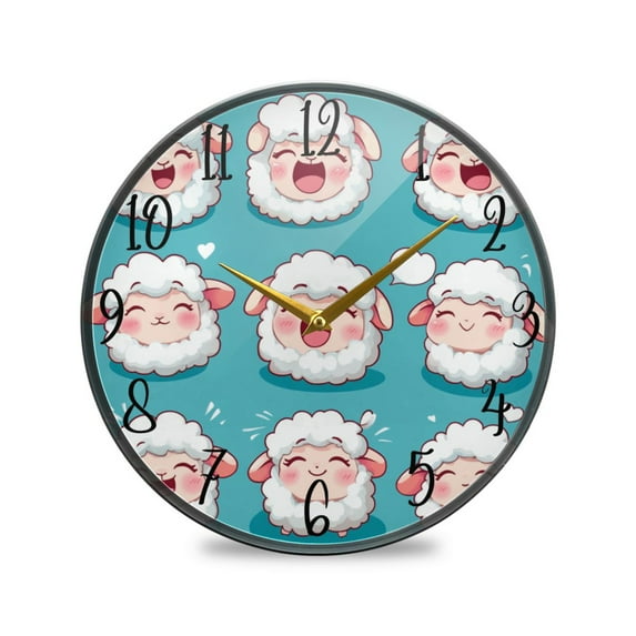 WOBOGO Cute Cartoon Fuffy Sheep Acrylic Wall Clock Battery Operated 11 ...