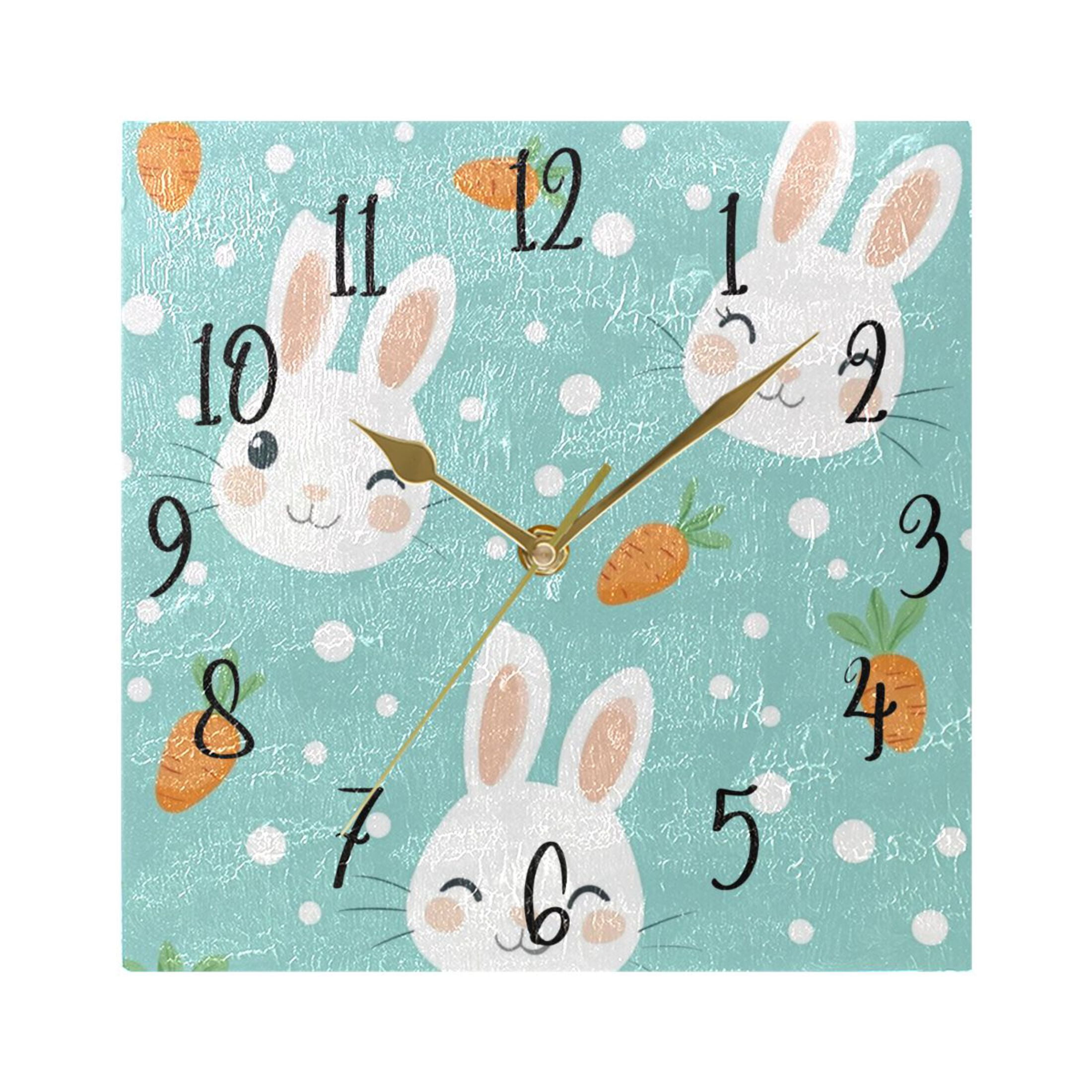 WOBOGO Cute Cartoon Rabbit and Carrot Pattern Wall Clock 7.78 Inch ...