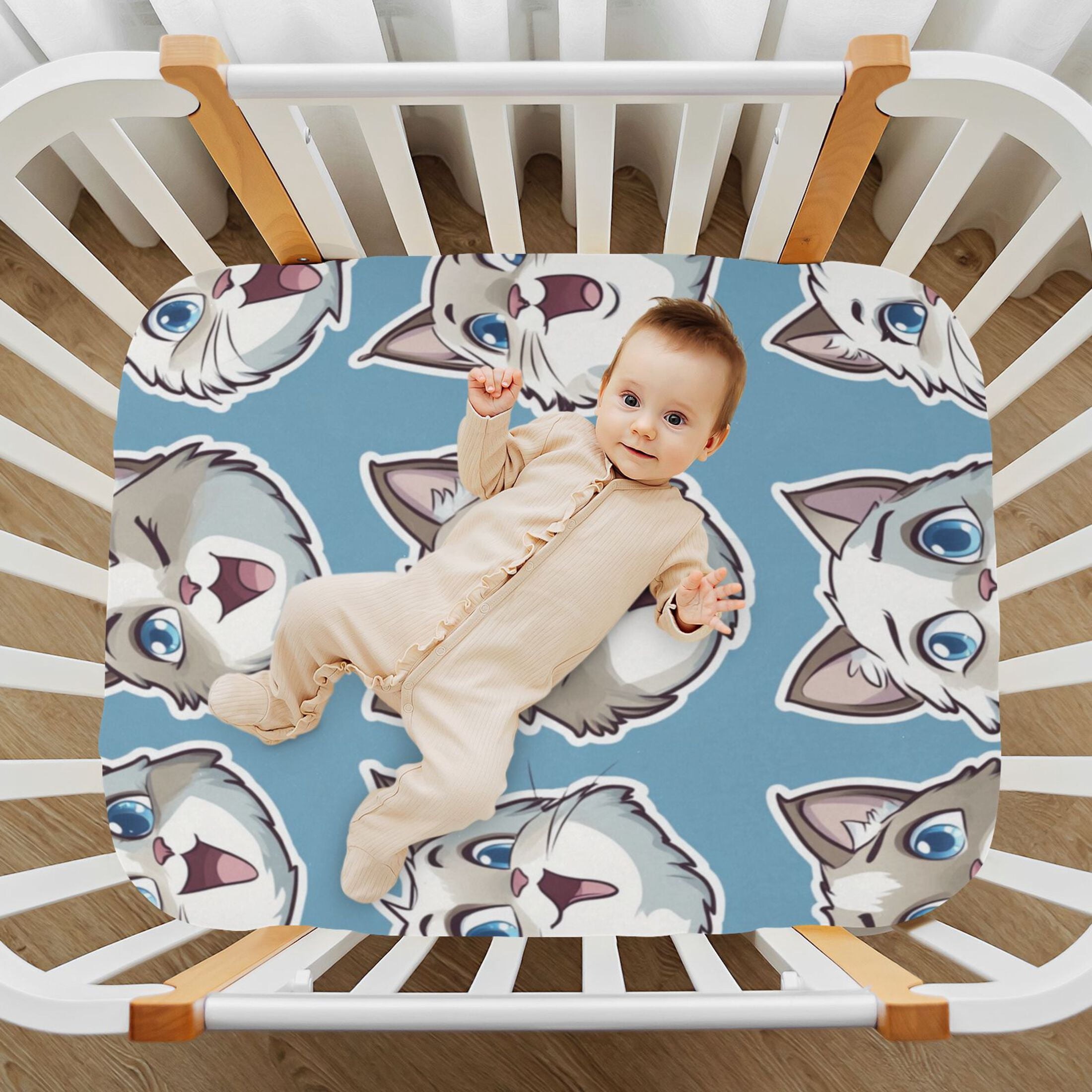 WOBOGO Cute Cartoon Ragdoll Cat Baby Crib Sheets Super Soft Microfiber ...